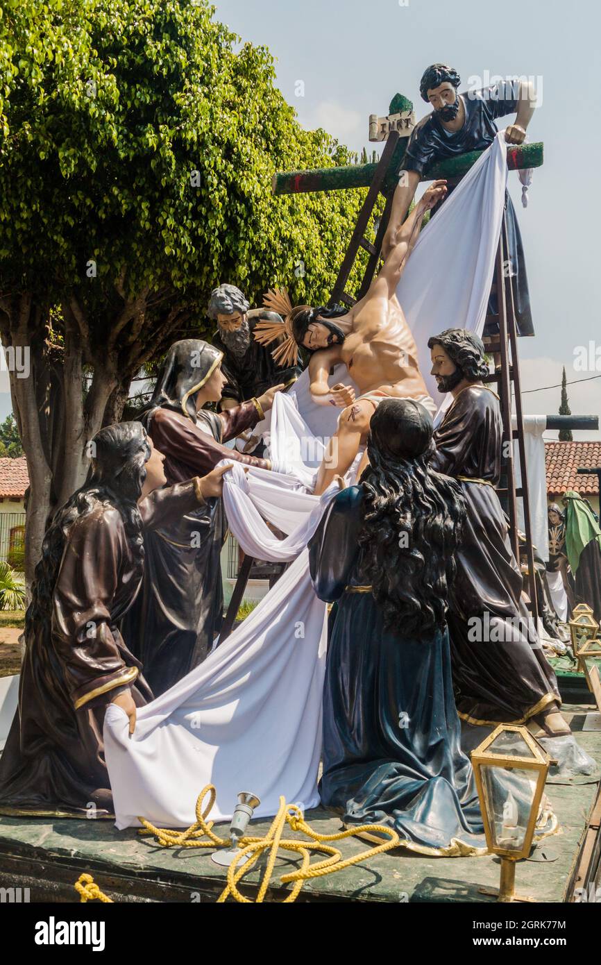 Float ready for an Easter procession in Antigua Guatemala town ...
