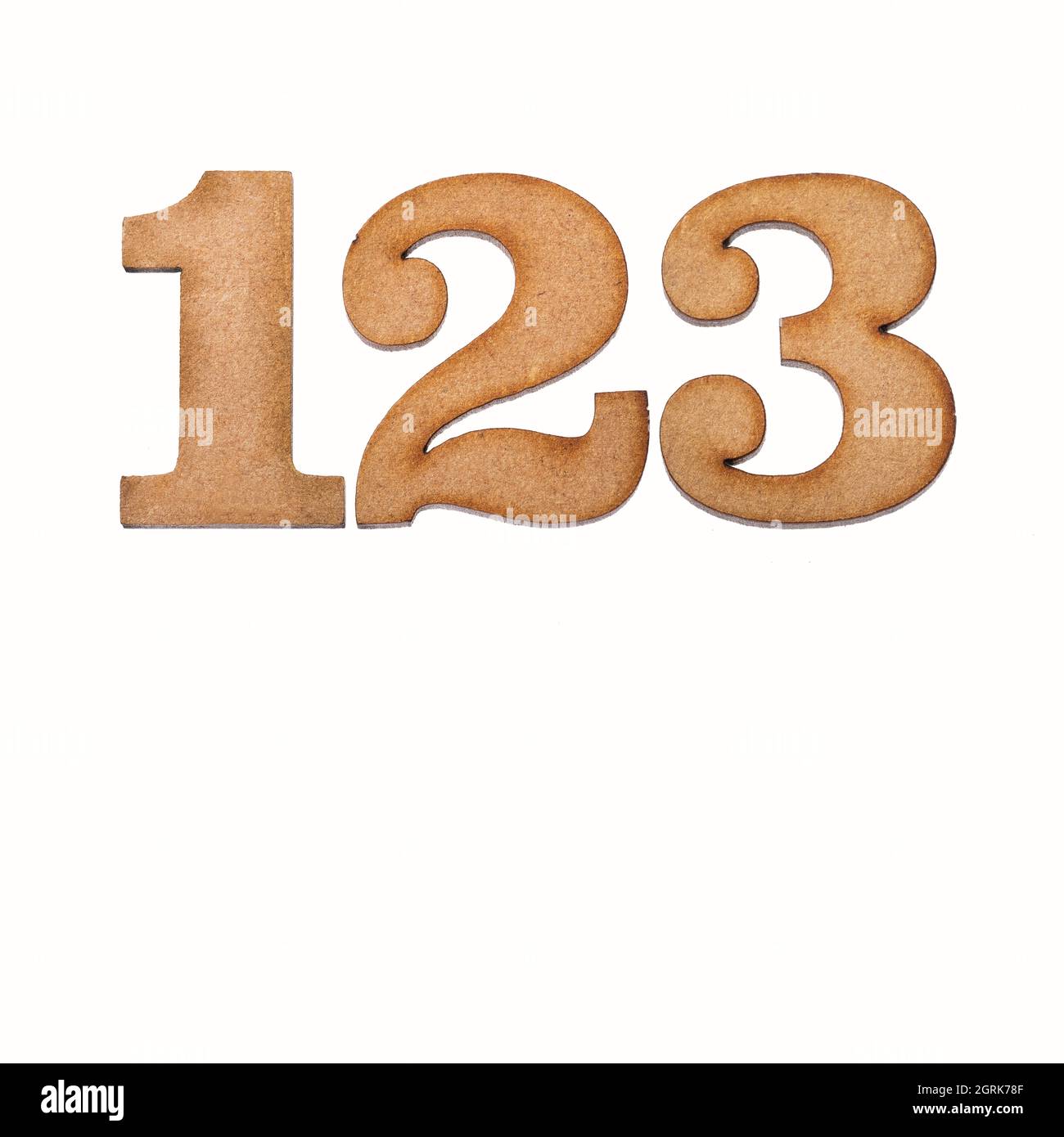 Number 123 - Piece of wood isolated on white background Stock Photo - Alamy
