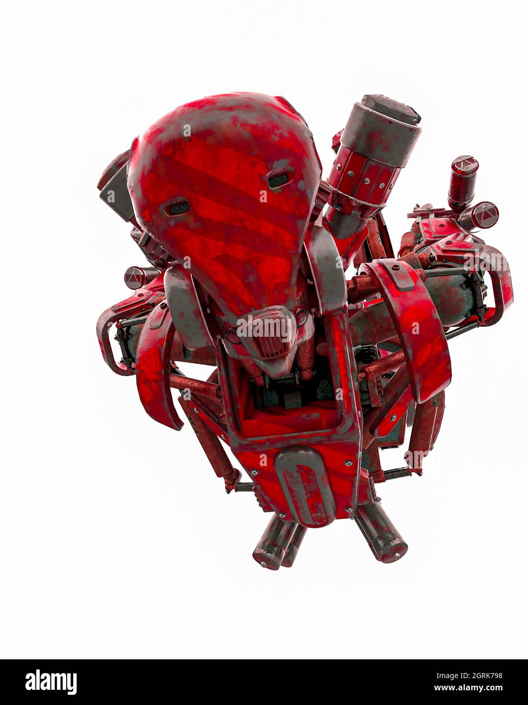 mega drone soldier robot is flying down, 3d illustration Stock Photo ...