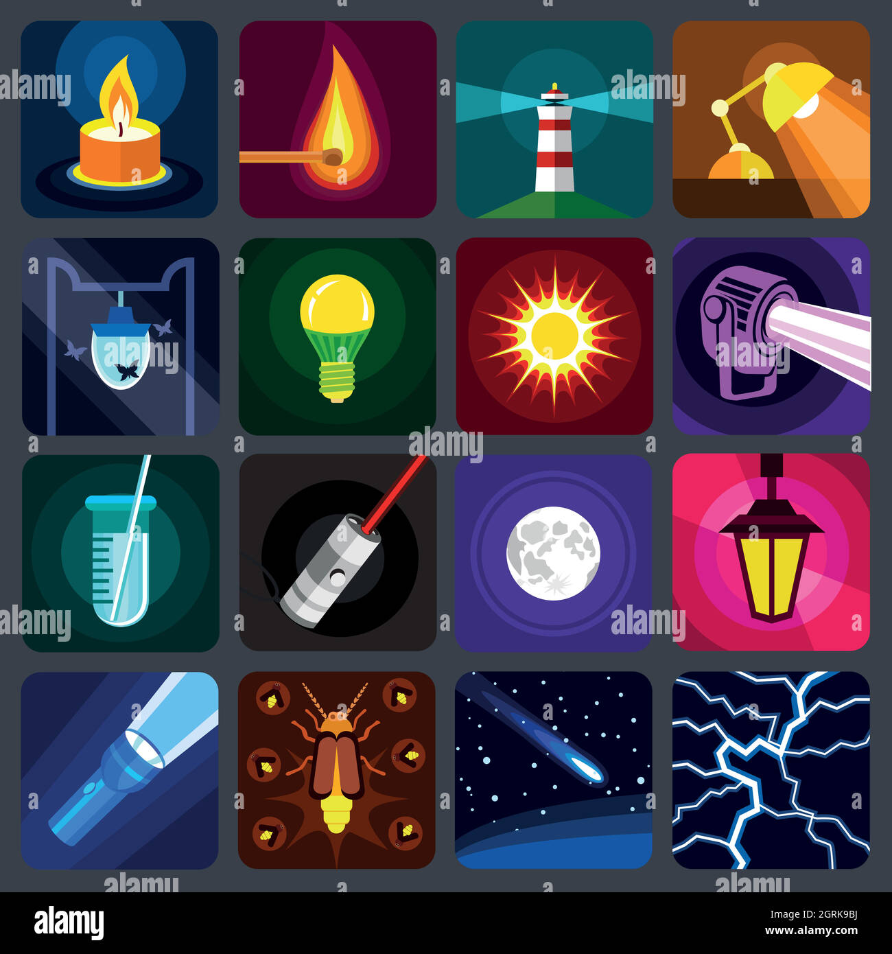 Light Source Icons Set Flat Style Stock Vector Image And Art Alamy