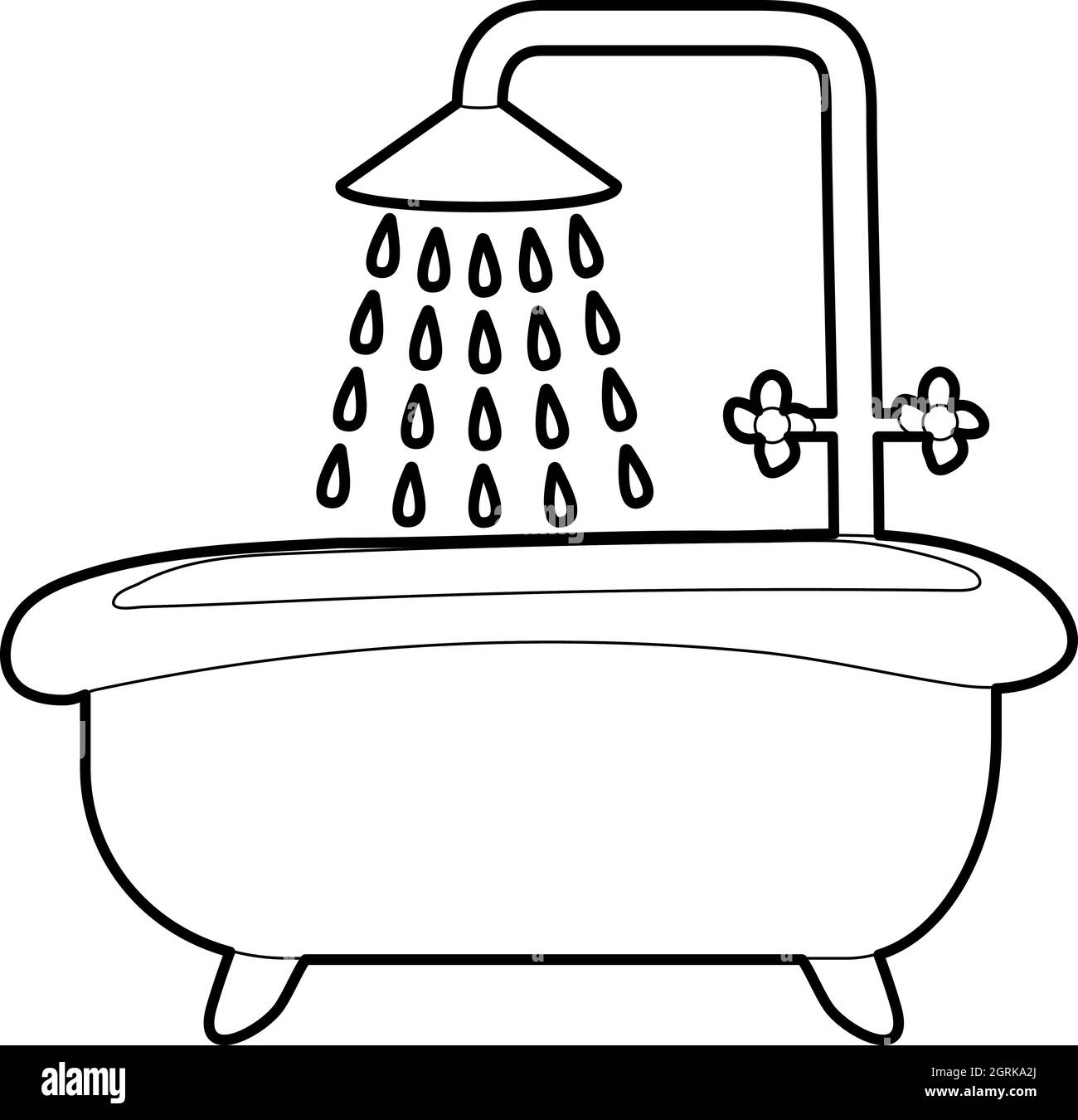 Bath with shower icon, outline style Stock Vector Image & Art - Alamy
