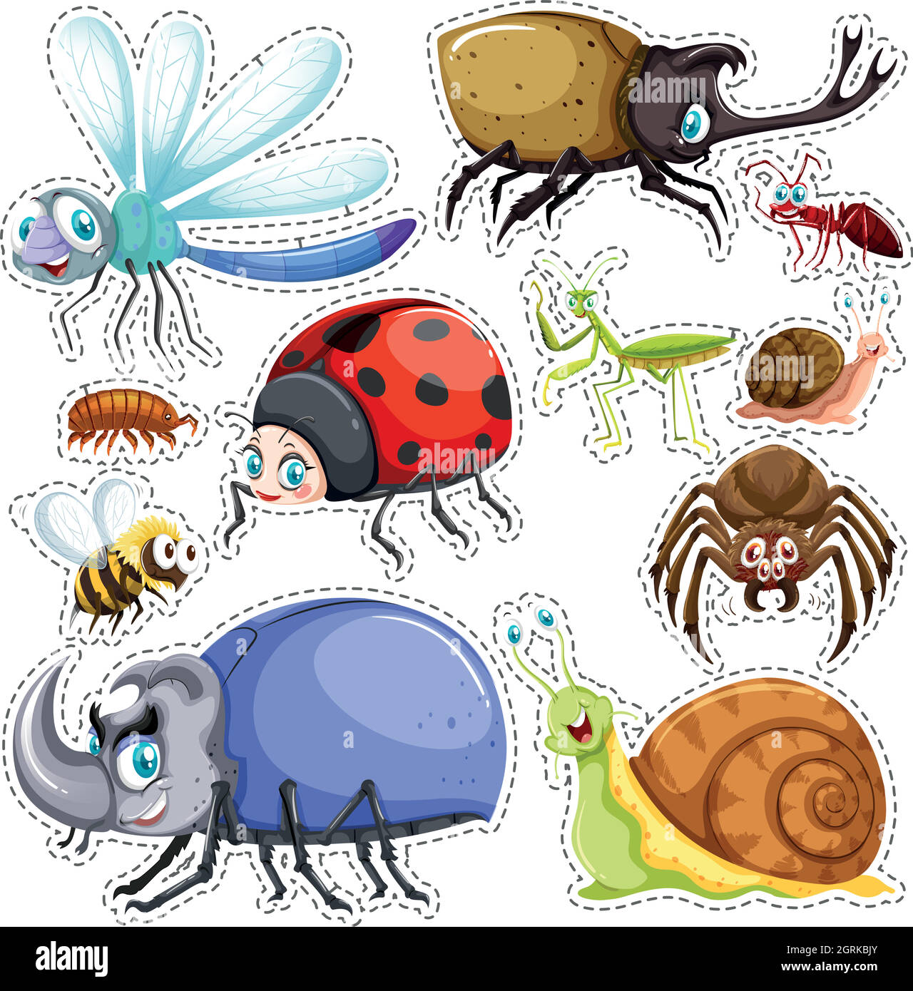 Sticker set of many insects Stock Vector Image & Art - Alamy