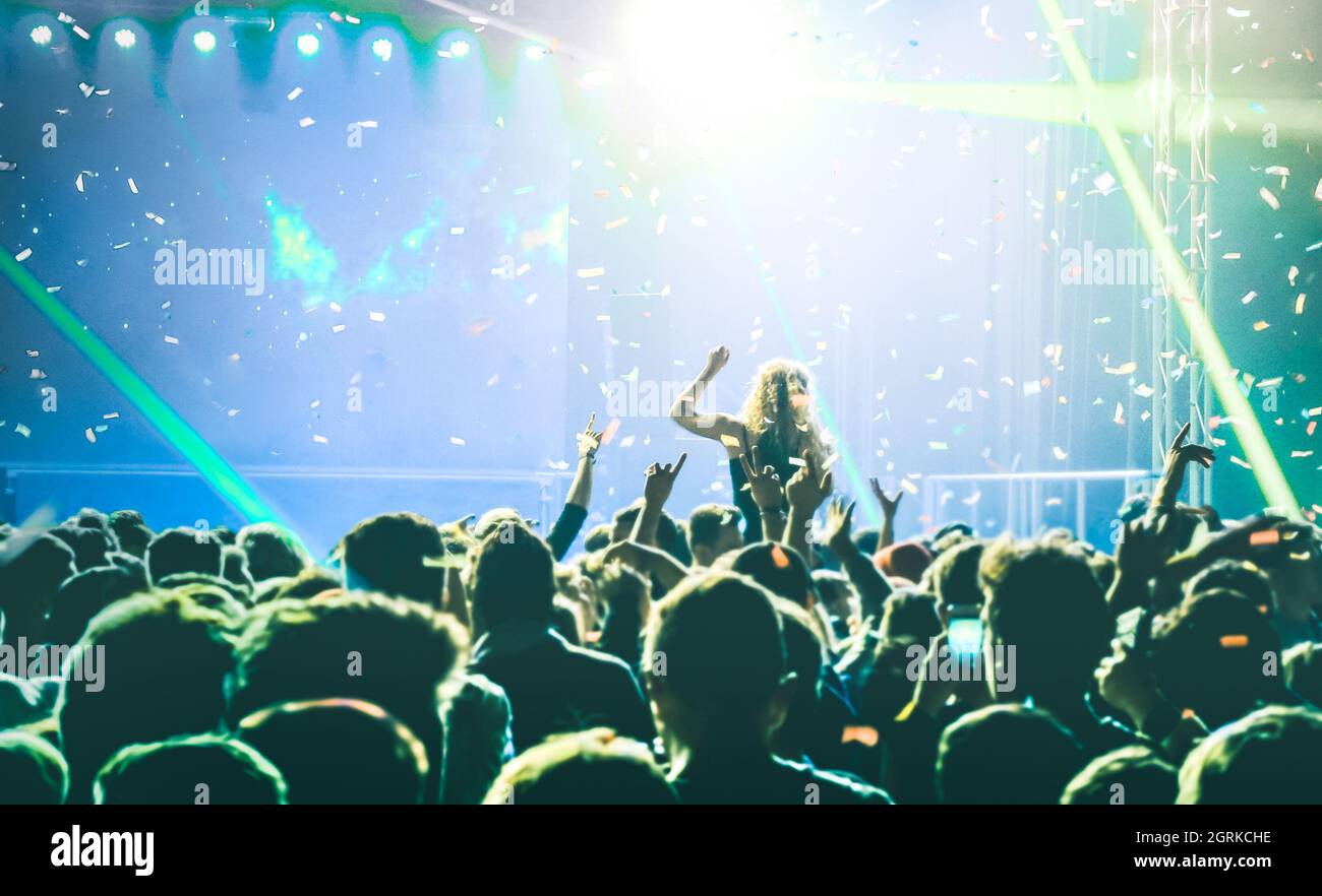 Concert festival event with dj playing music at after party ...