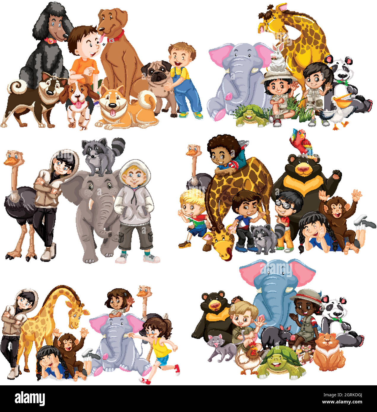 Set of animal and children Stock Vector Image & Art - Alamy