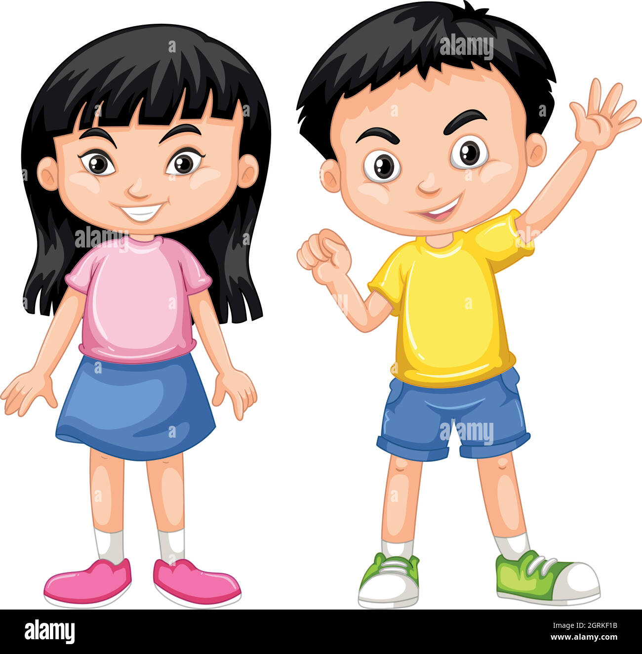 Asian boy and girl with happy face Stock Vector Image & Art - Alamy