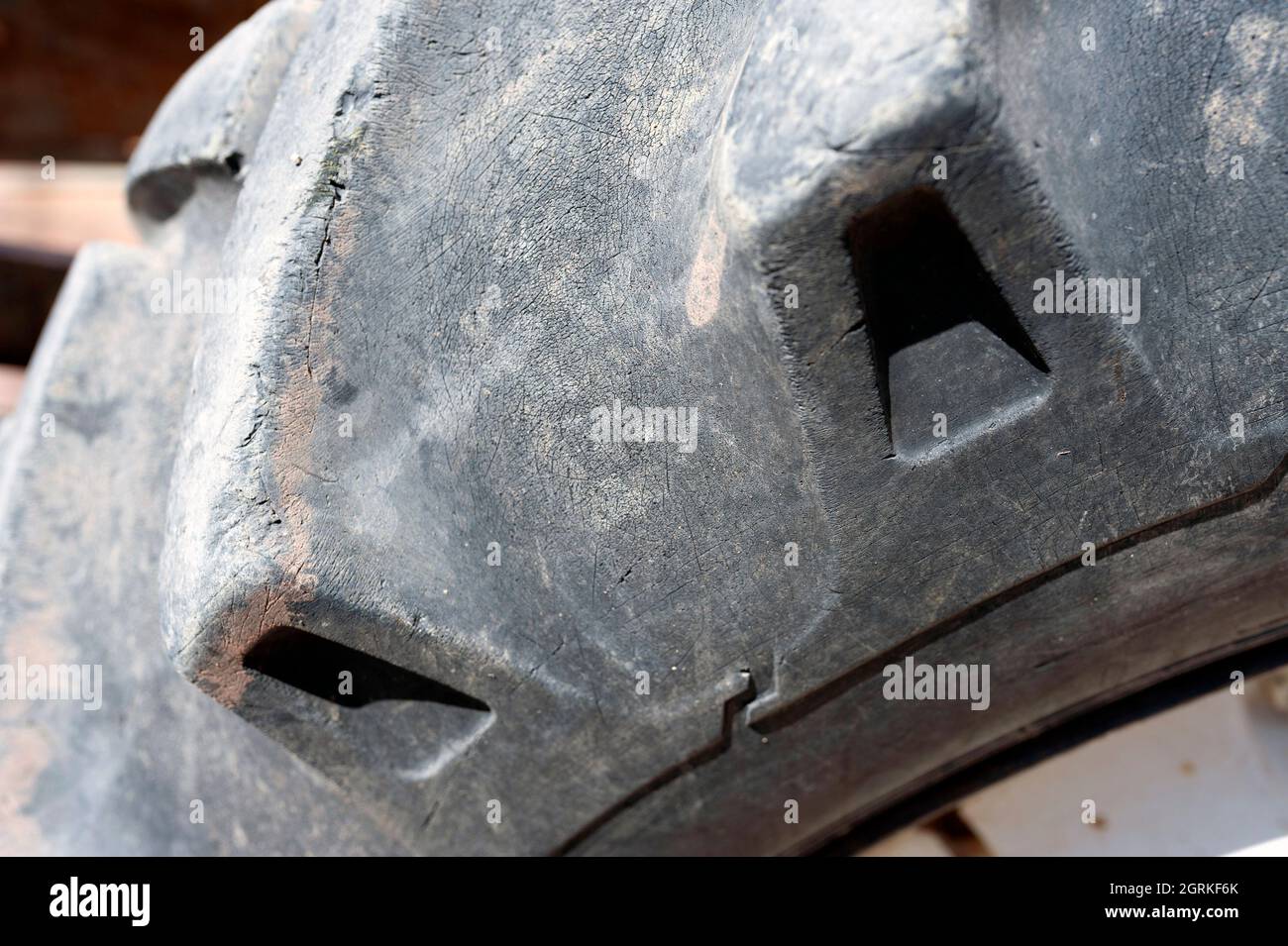 Old vehicle, scrap vehicle, worn tire, backhoe loader Stock Photo - Alamy
