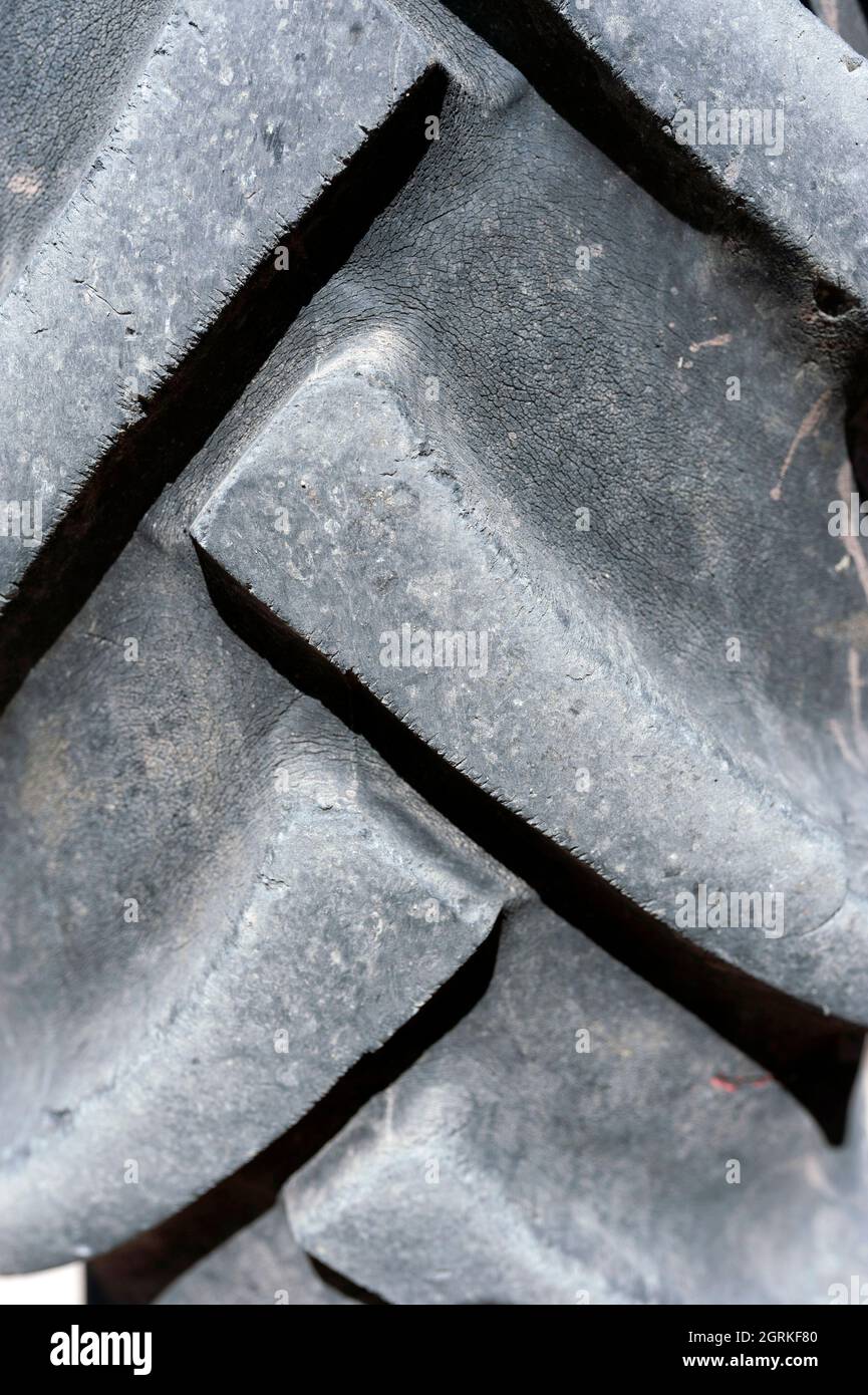 Old vehicle, scrap vehicle, worn tire, backhoe loader Stock Photo - Alamy