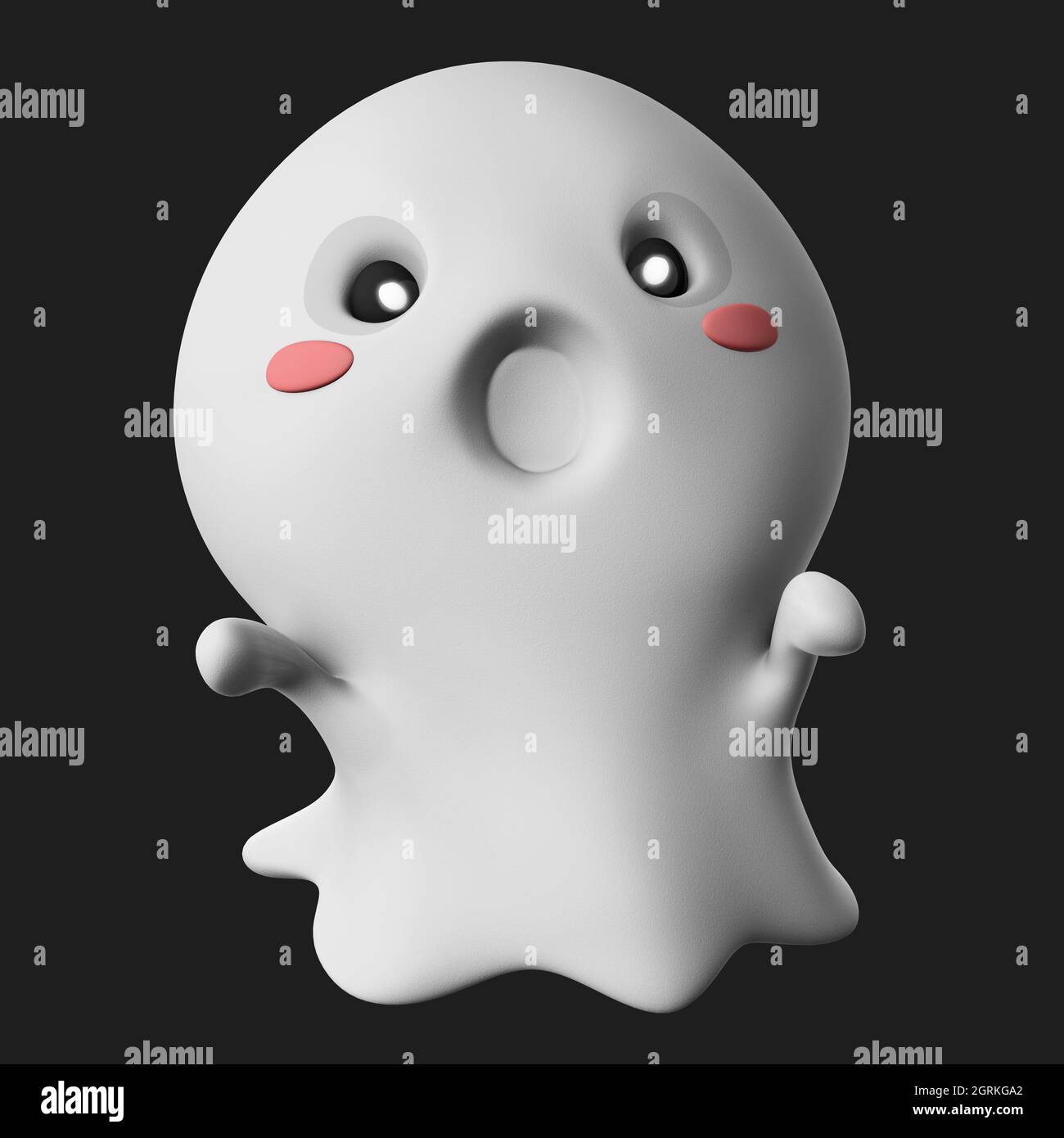 3d rendering of a shocked cute ghost isolated on a dark background ...