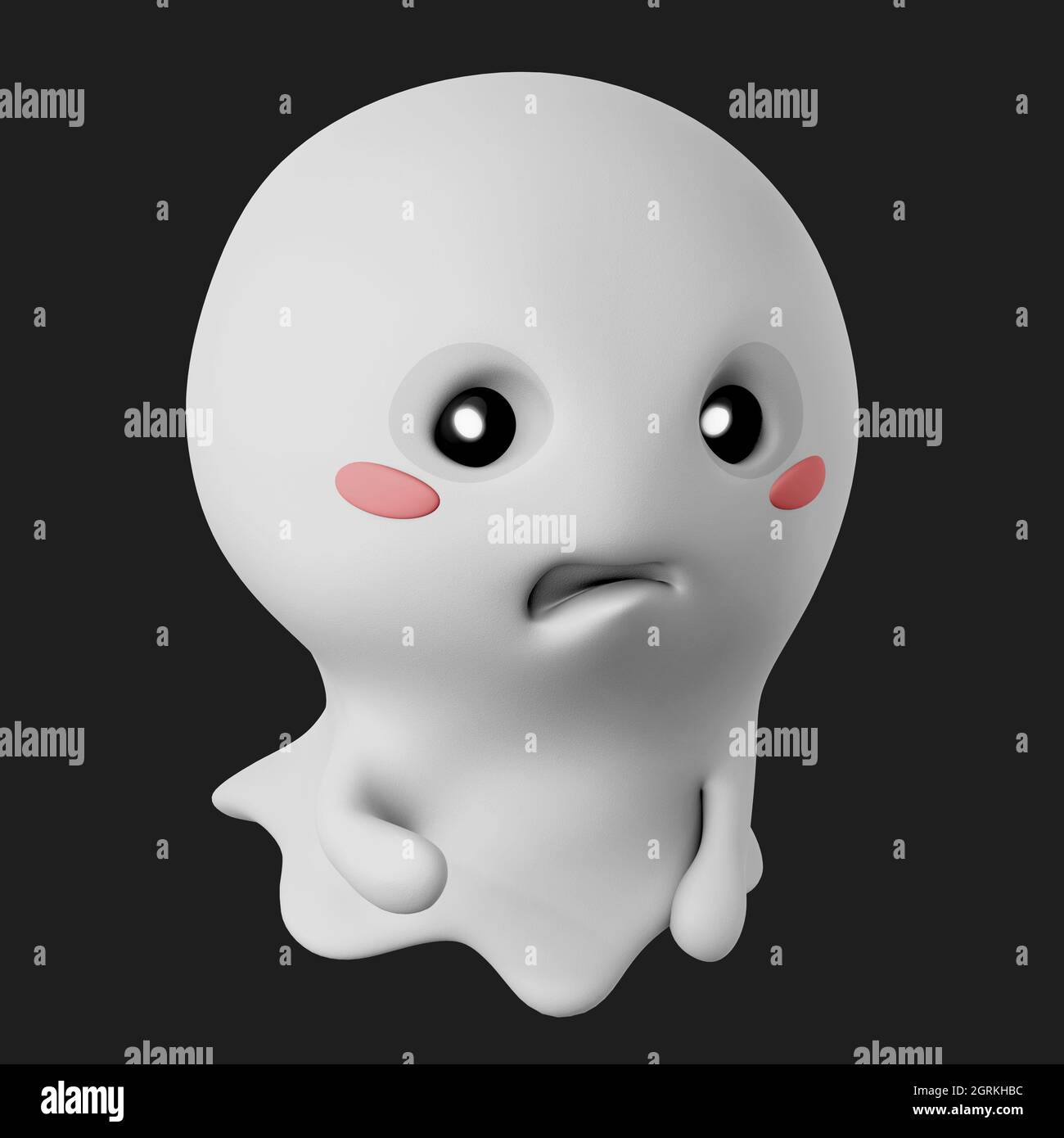 3d rendering of an angry cute ghost isolated on a dark background Stock ...