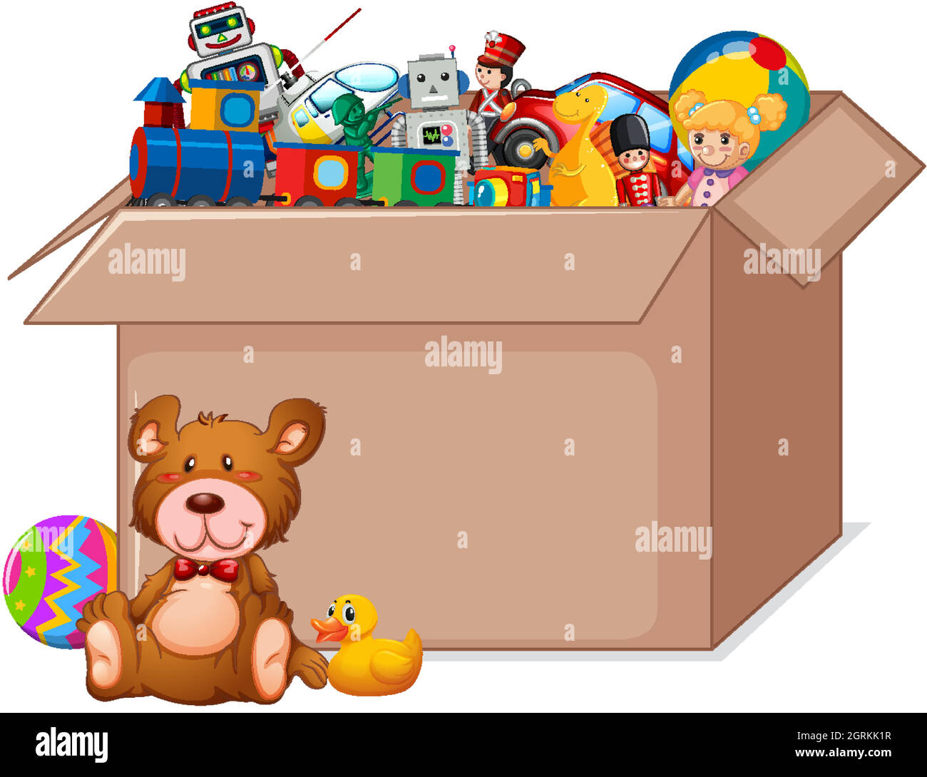 Cardboard box full of toys on white background Stock Vector Image & Art ...