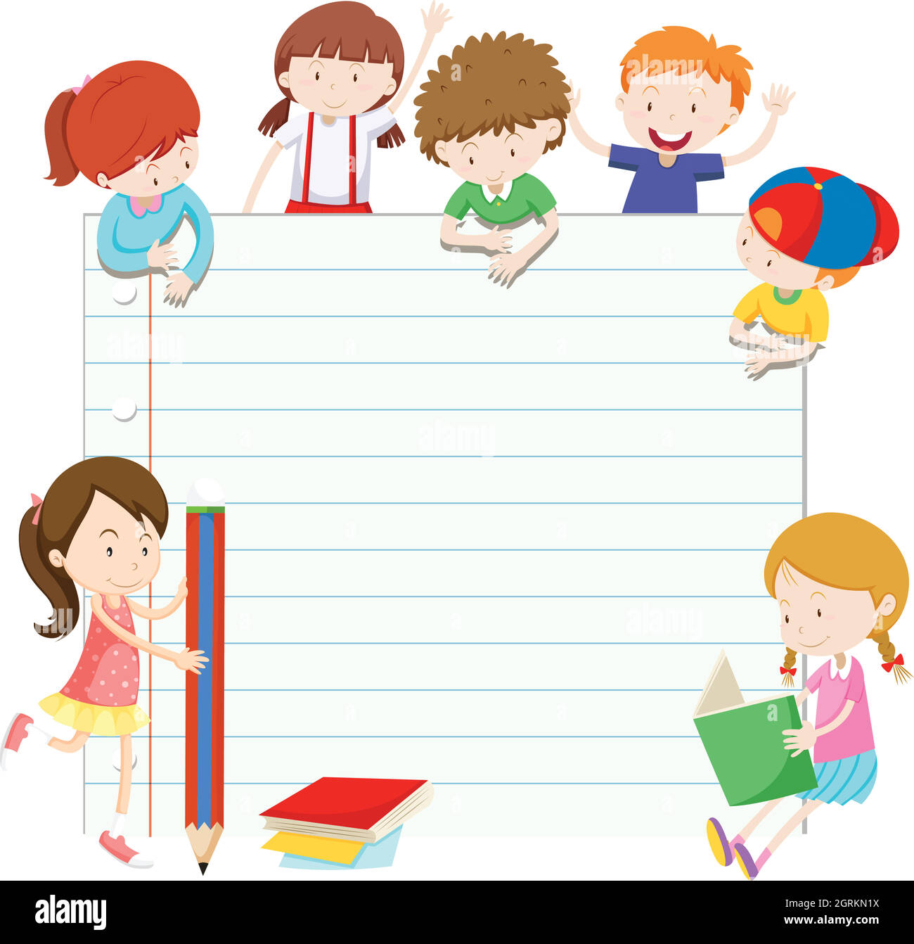 Line paper design with boys and girls Stock Vector Image & Art - Alamy