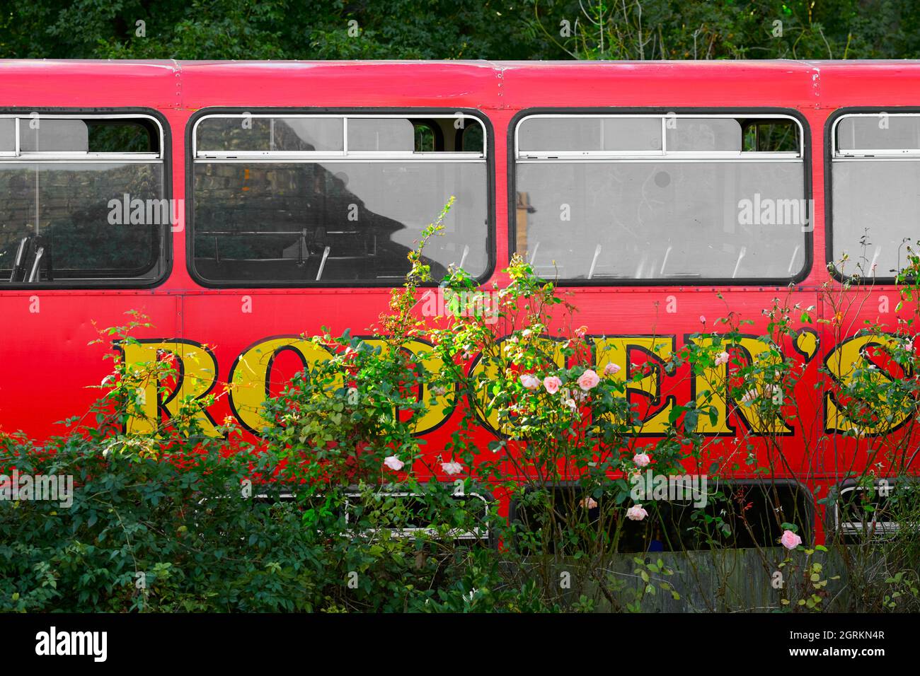 Top deck of a double decker bus owned by Rodger's, Corby, England Stock ...
