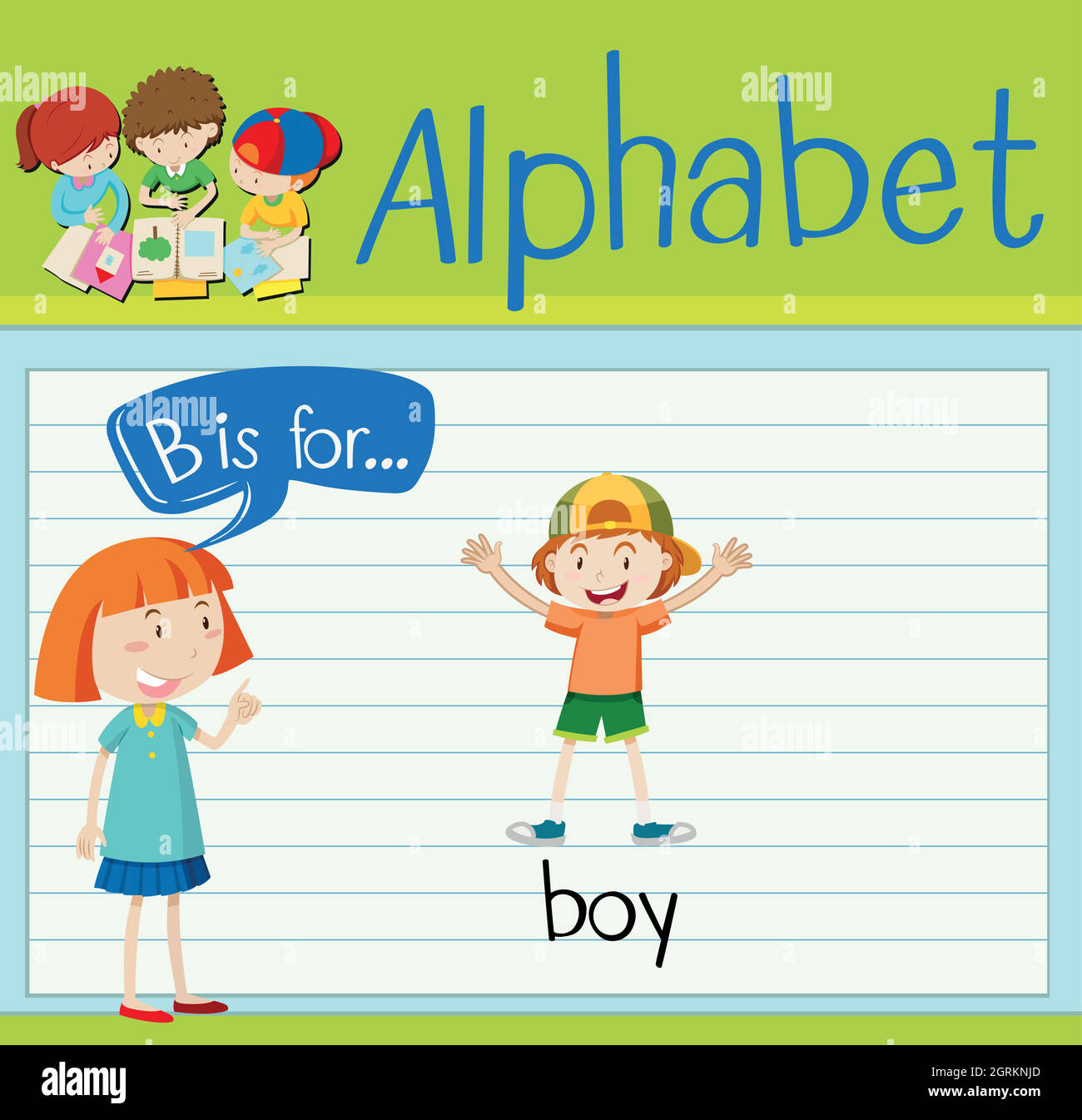 Flashcard letter B is for boy Stock Vector Image & Art - Alamy