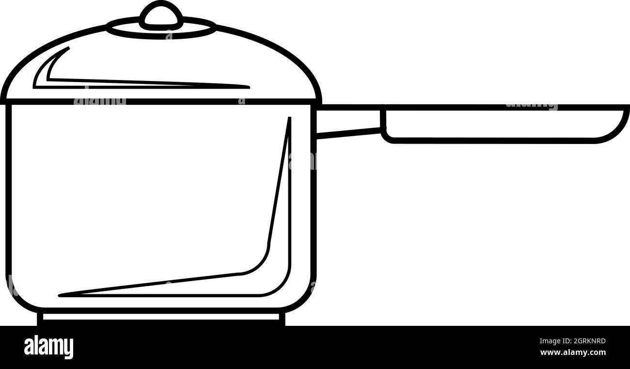 Pan with handle icon, outline style Stock Vector Image & Art - Alamy