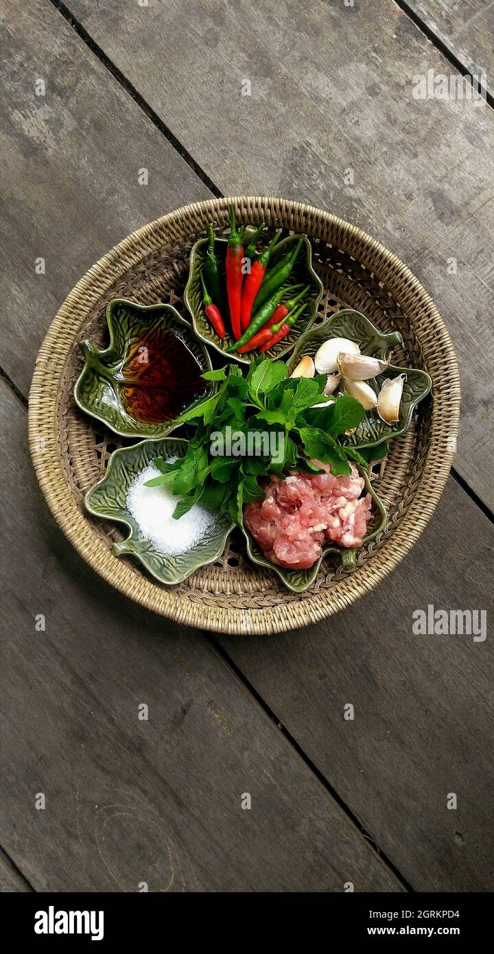 Food Ingredients For Pad Kaprao Stock Photo - Alamy