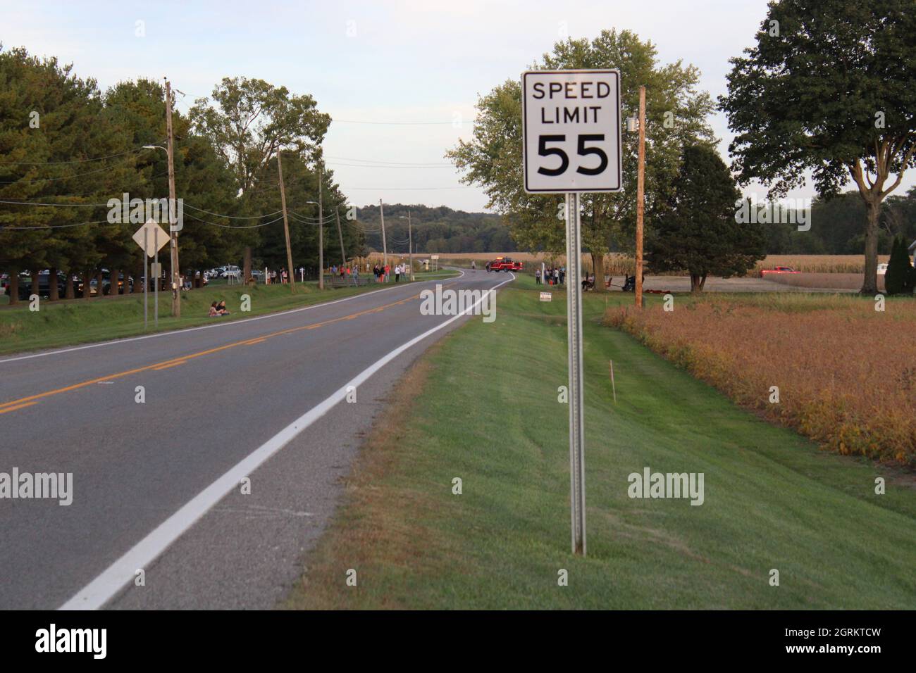 Speed limit sign along side a road Stock Photo - Alamy