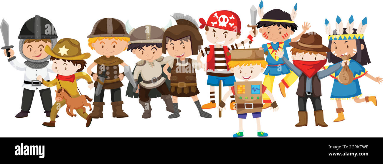 Kids in different costumes Stock Vector Image & Art - Alamy