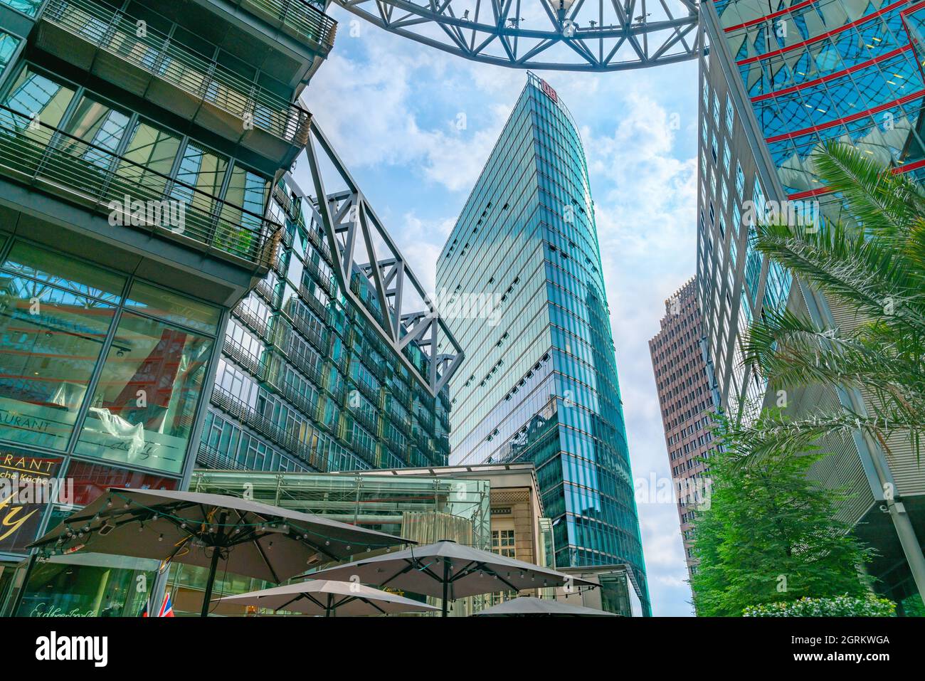 Berlin Germany - August 25 2017; Sky above DB Tower from detailed ...