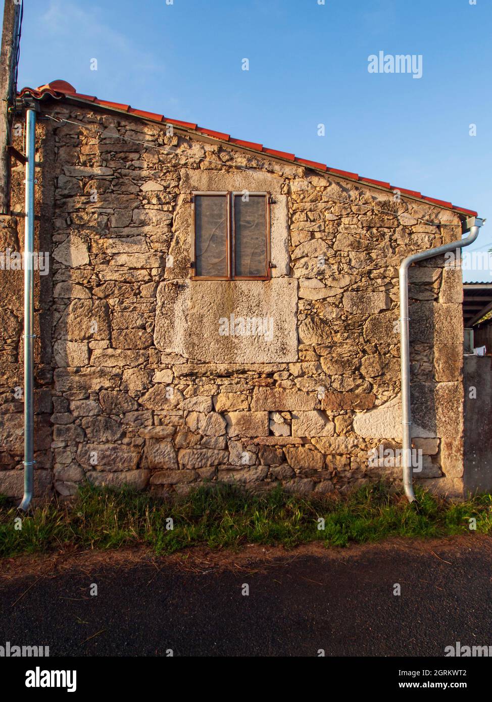 Stone façade of a typical Galician house Stock Photo - Alamy