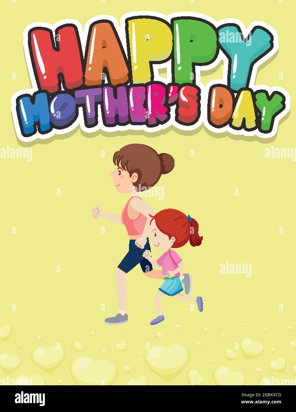 Happy mother day poster design with mom and kid Stock Vector Image ...