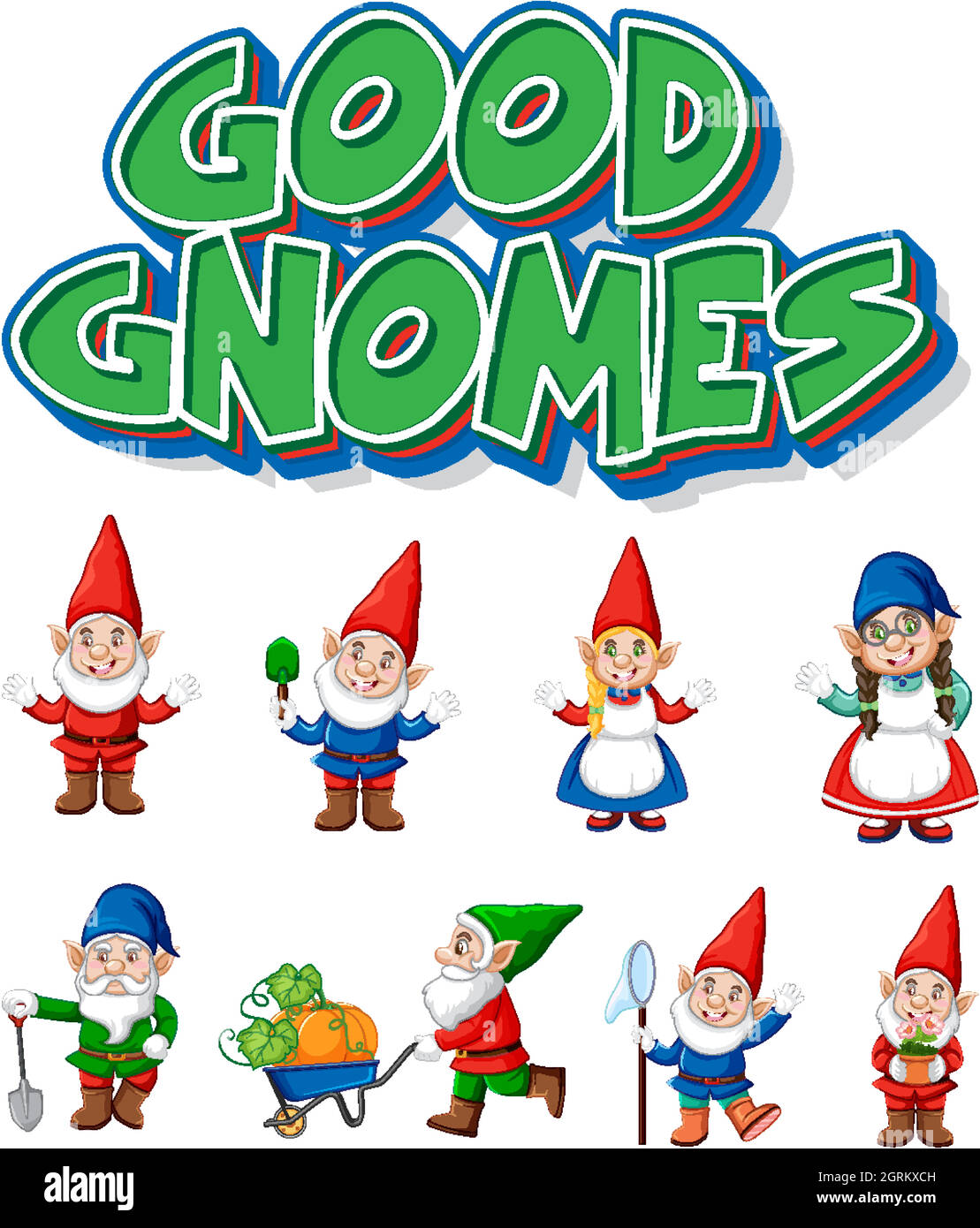Good gnomes logo with many cute gnomes on white background Stock Vector ...