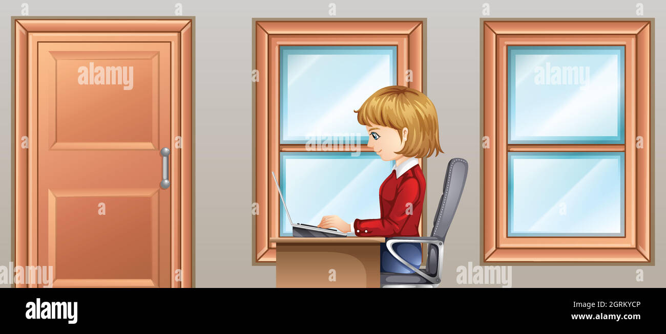 Woman computer working Stock Vector Images - Alamy