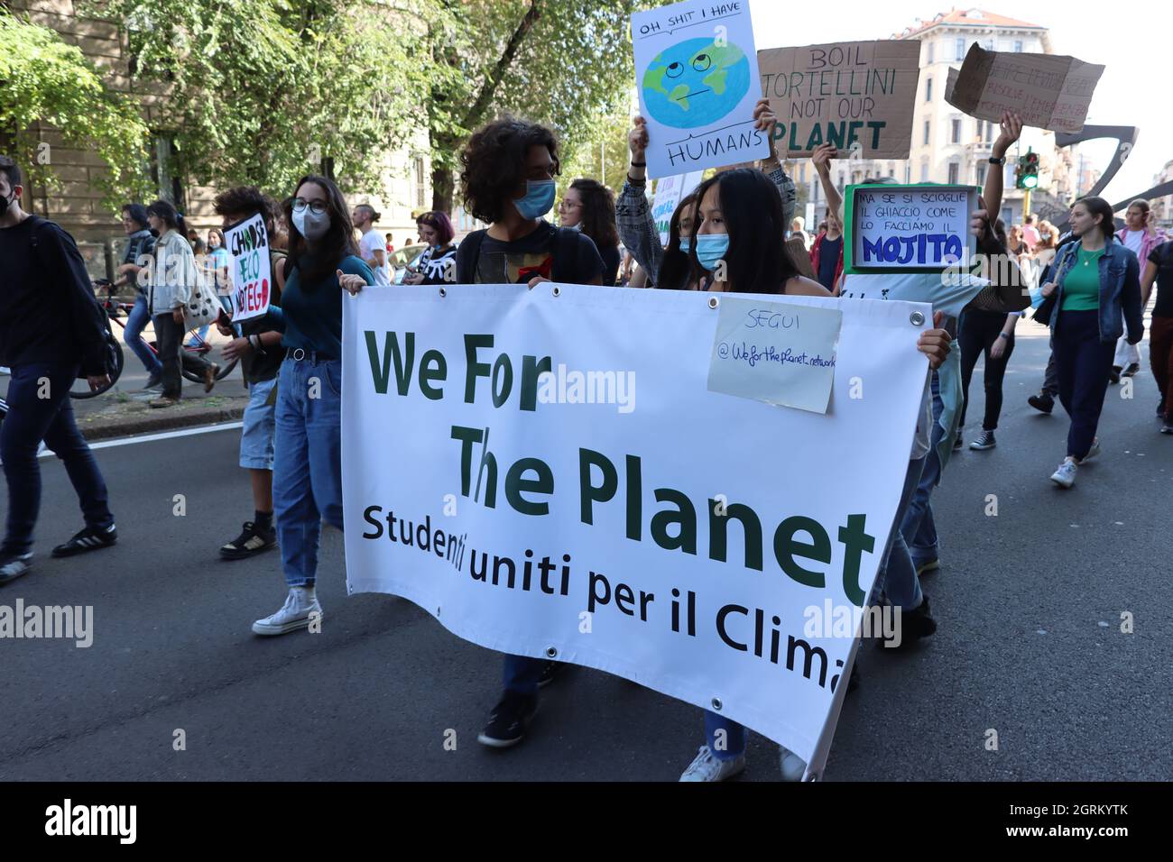 Global climate strike during Pre-Cop26 summit in Milan Stock Photo - Alamy