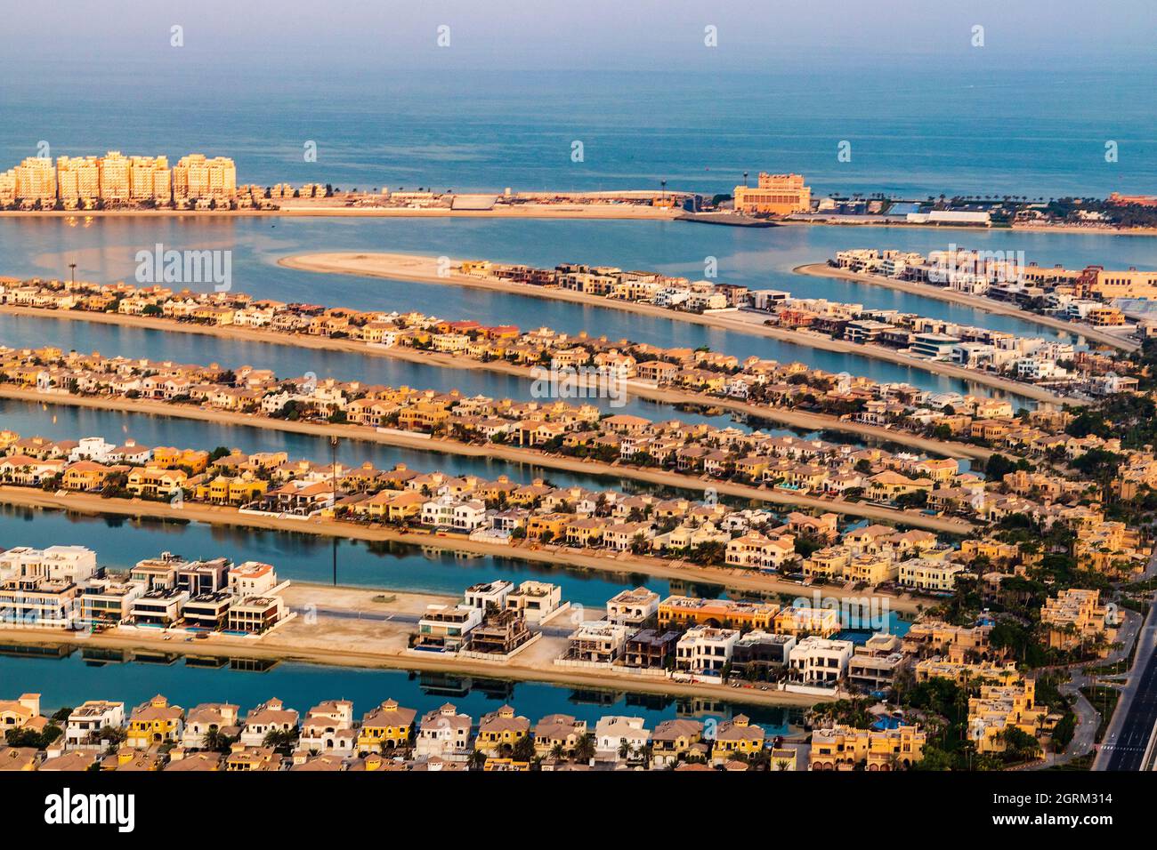 Dubai, UAE - 09.24.2021 Partial view of man made island, Palm Jumeirah ...