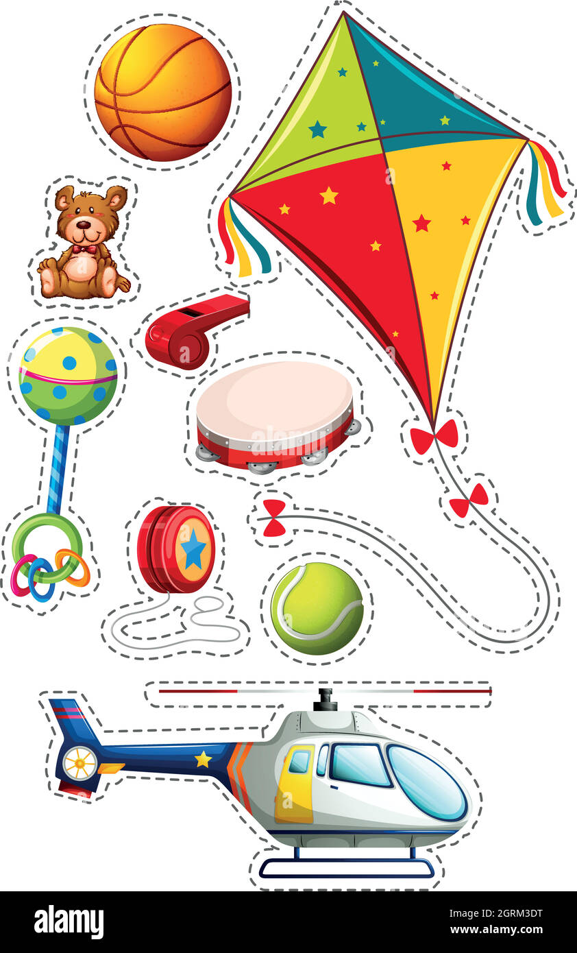 Sticker set with many toys Stock Vector Image & Art - Alamy