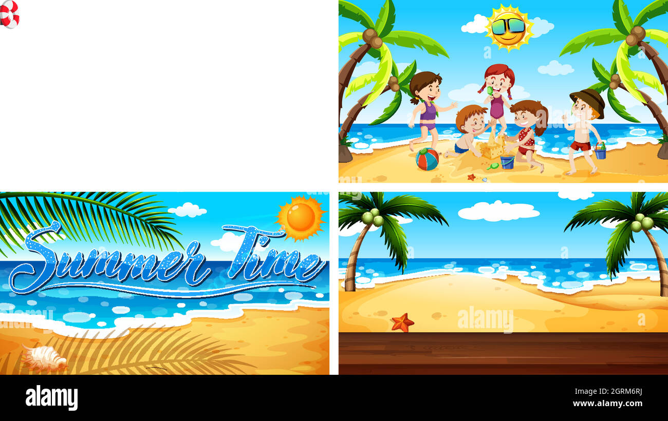 Four kids playing on the beach hi-res stock photography and images - Alamy