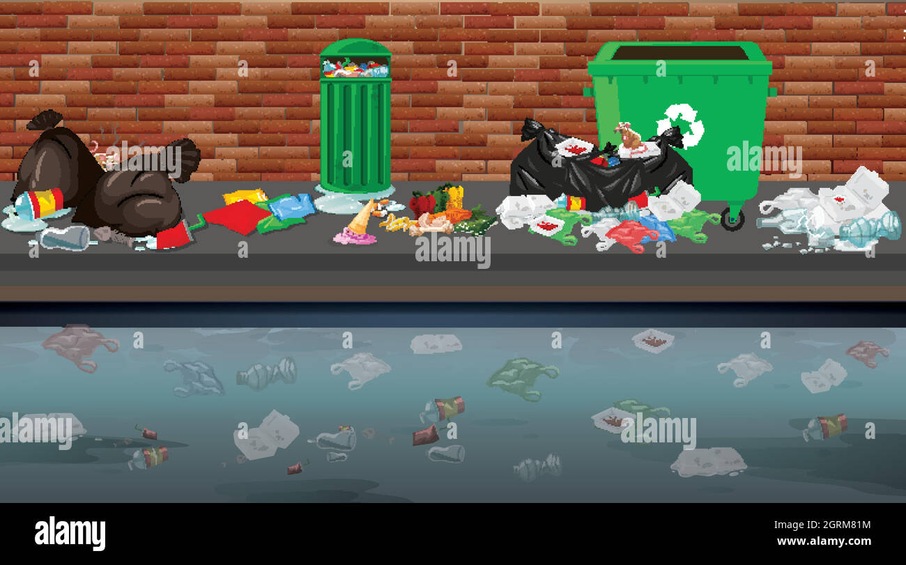 Street scene with rubbish Stock Vector Image & Art - Alamy
