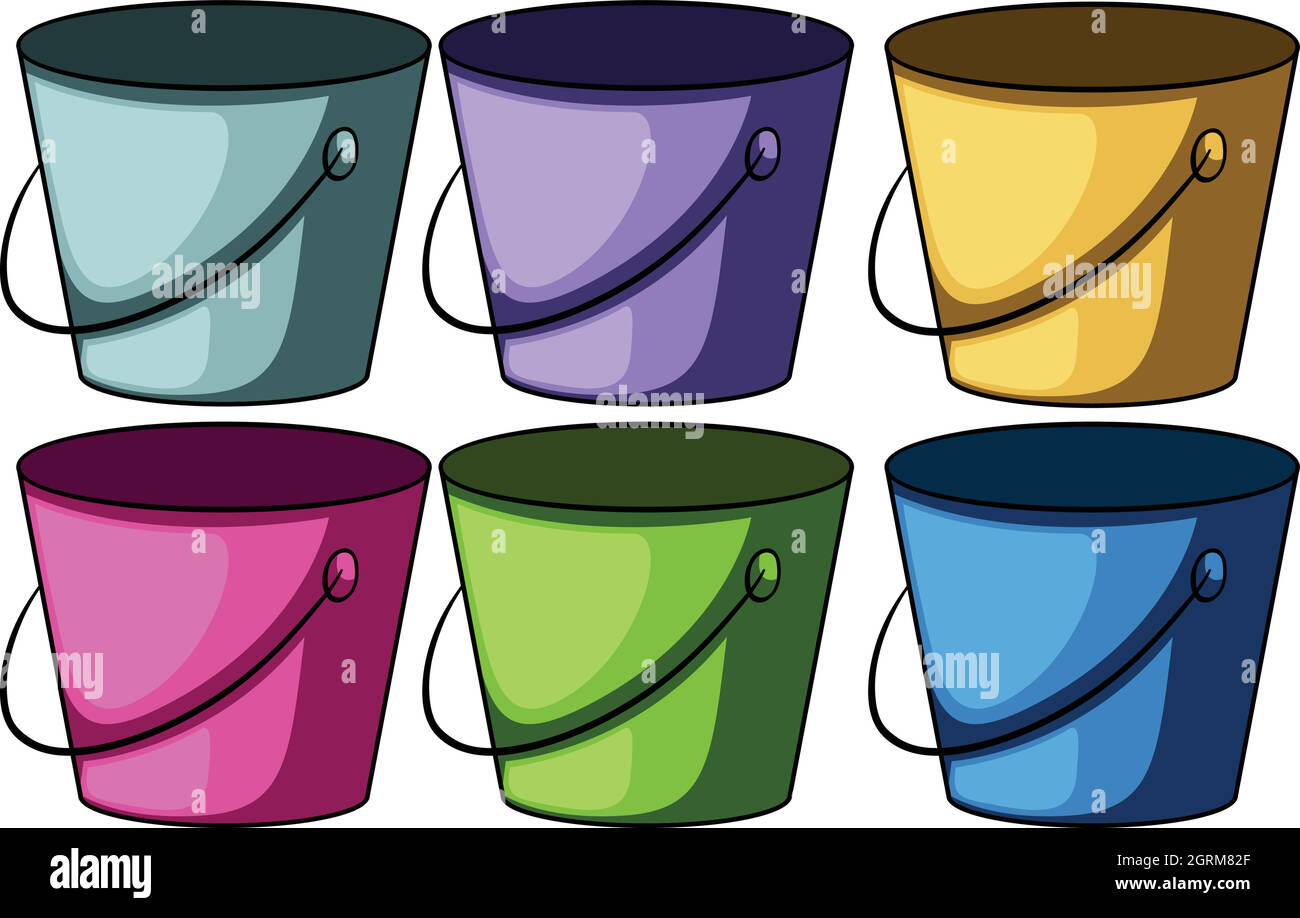 Colourful buckets Stock Vector Images - Alamy