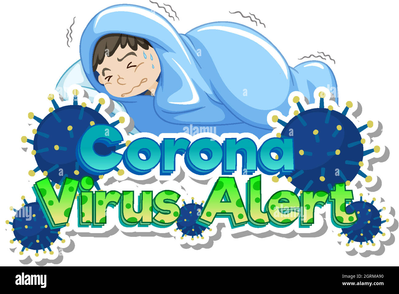 Poster design for coronavirus theme with boy with fever Stock Vector ...