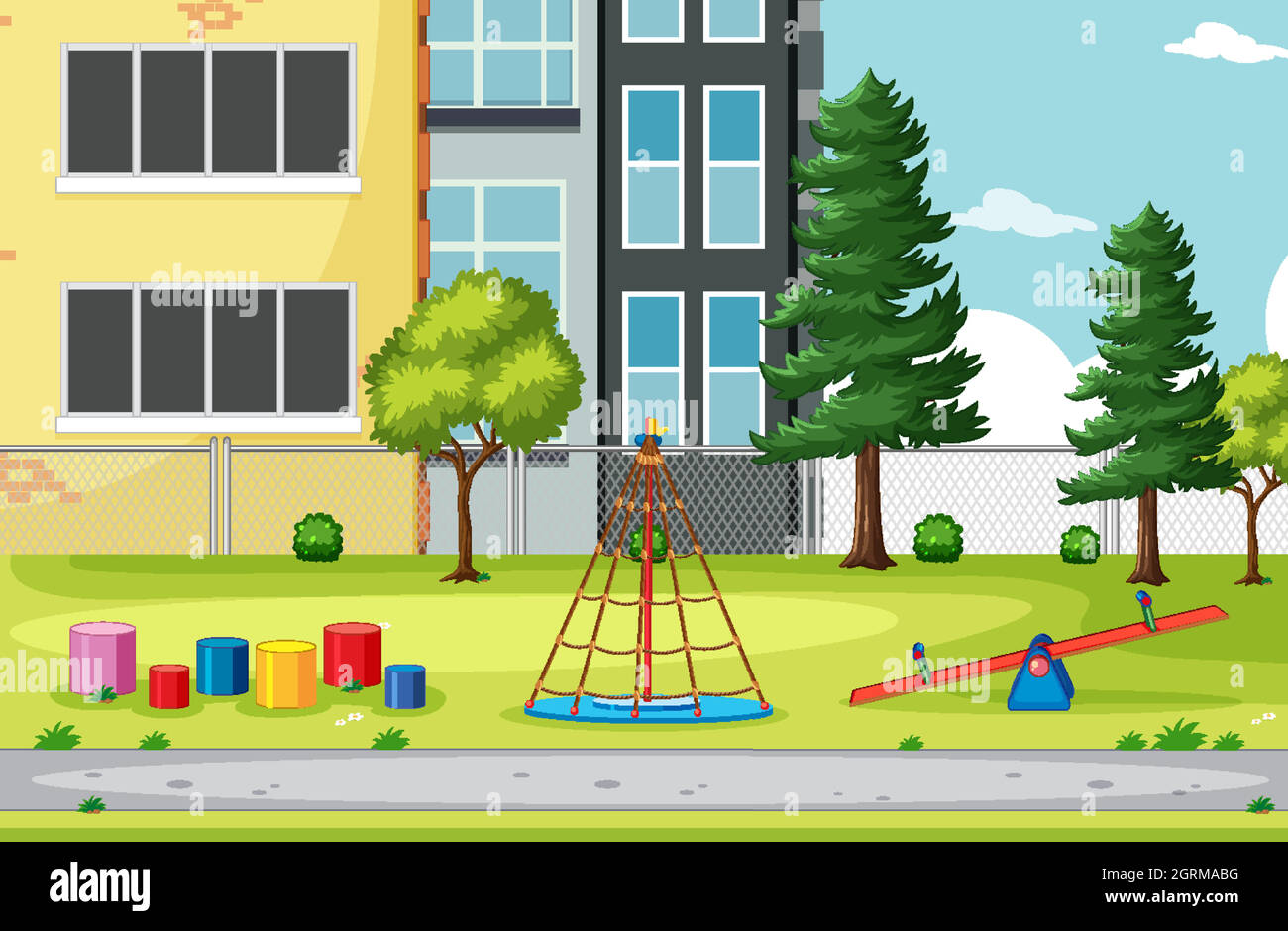 Empty background playground with building scenery Stock Vector Image ...