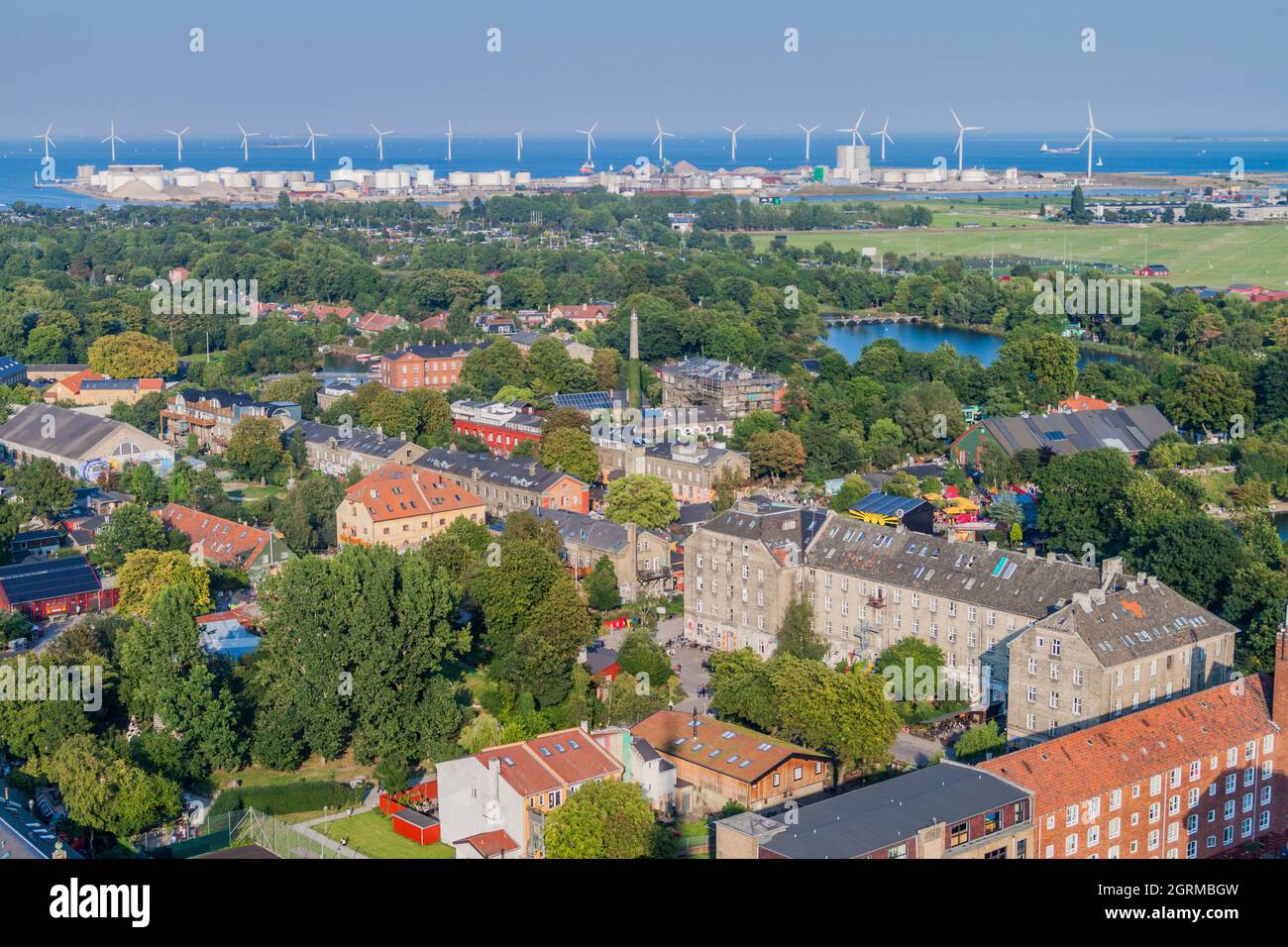 Aerial view of Freetown Christiania in Copenhagen, Denmark Stock Photo ...