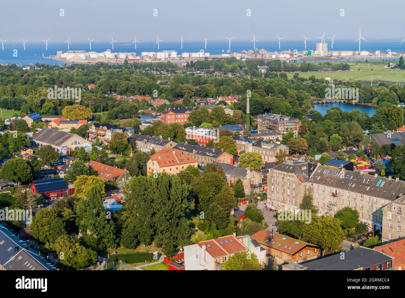 Aerial view of Freetown Christiania in Copenhagen, Denmark Stock Photo ...