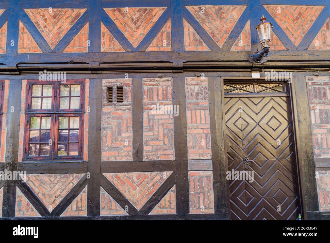 Detail of a half timbered medieval house in Malmo, Sweden Stock Photo ...