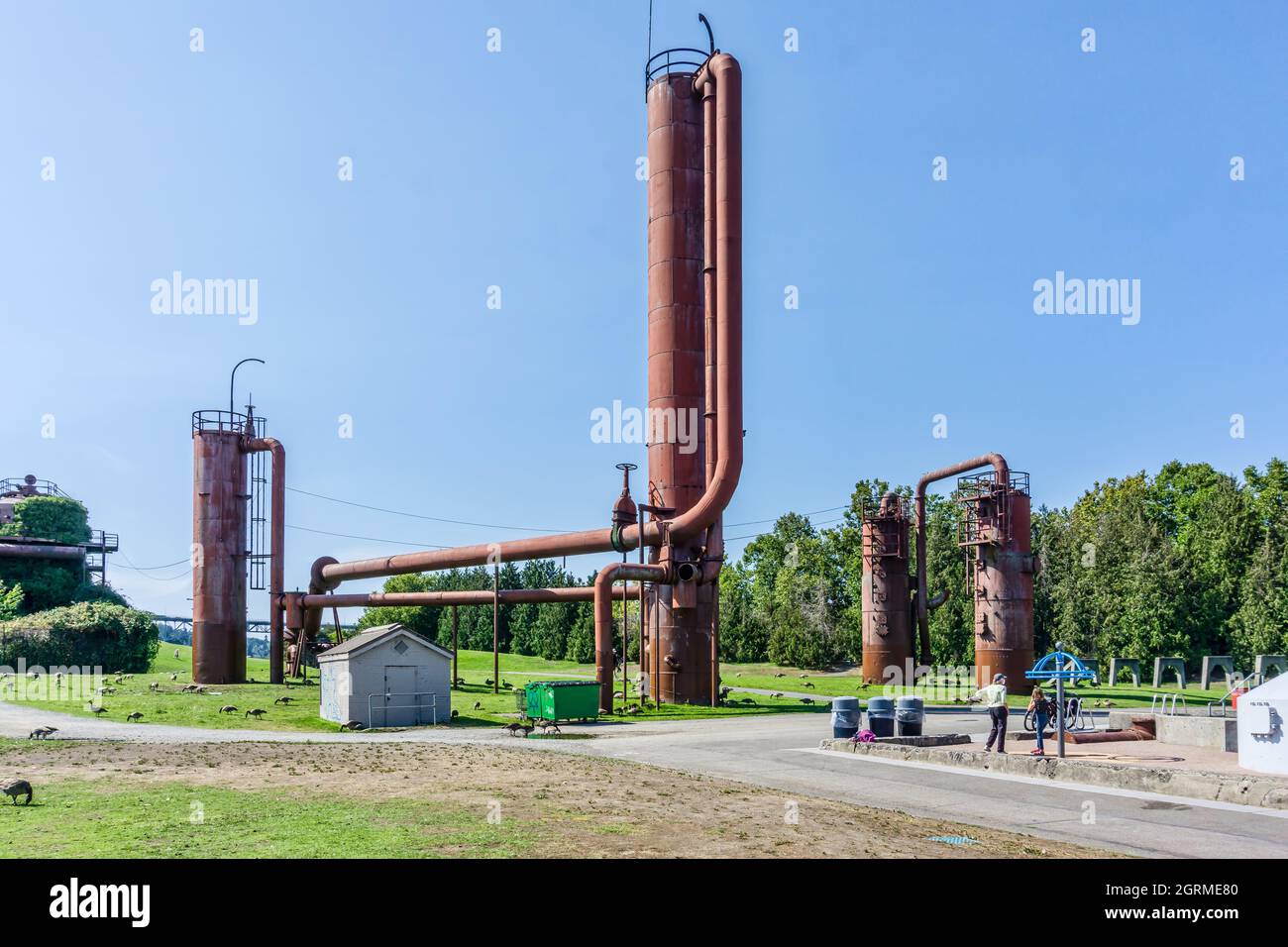Outdoor structures at Gasworks Park in Seattle, Washington Stock Photo ...