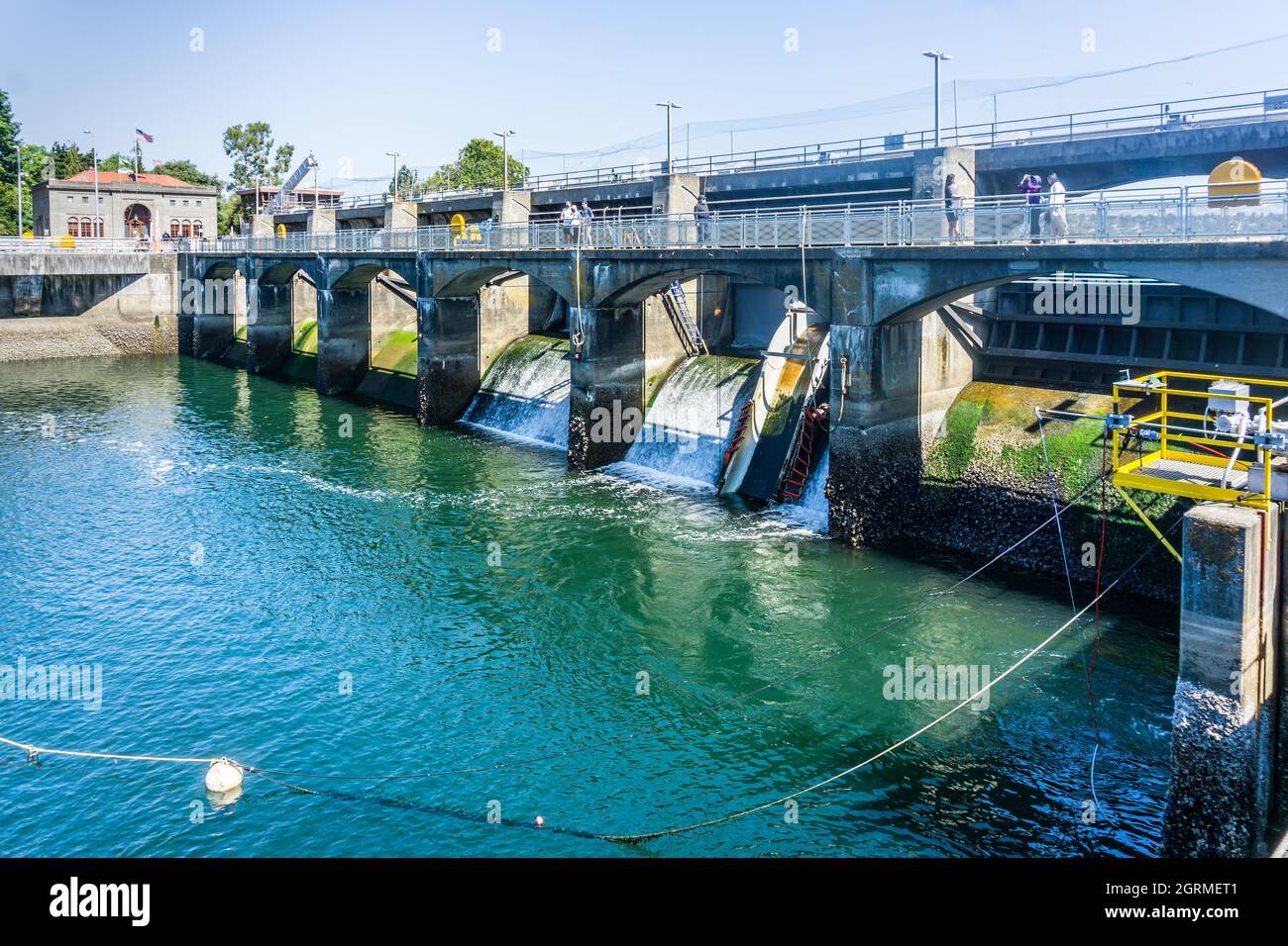 A walkway at the Ballard Locks in Washington State Stock Photo - Alamy