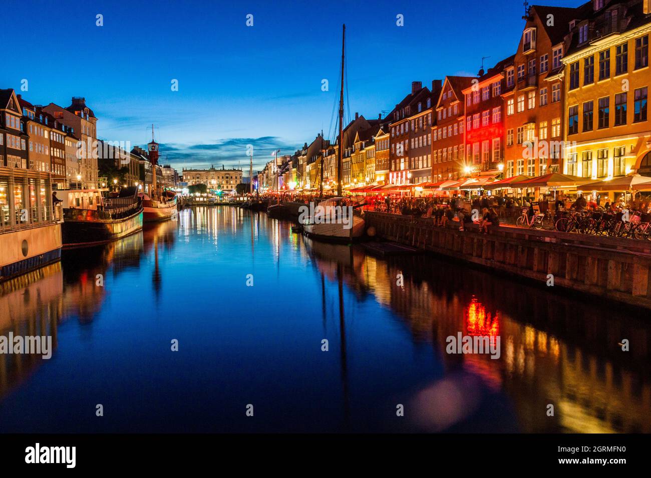 Evening view of Nyhavn district in Copenhagen, Denmark Stock Photo - Alamy