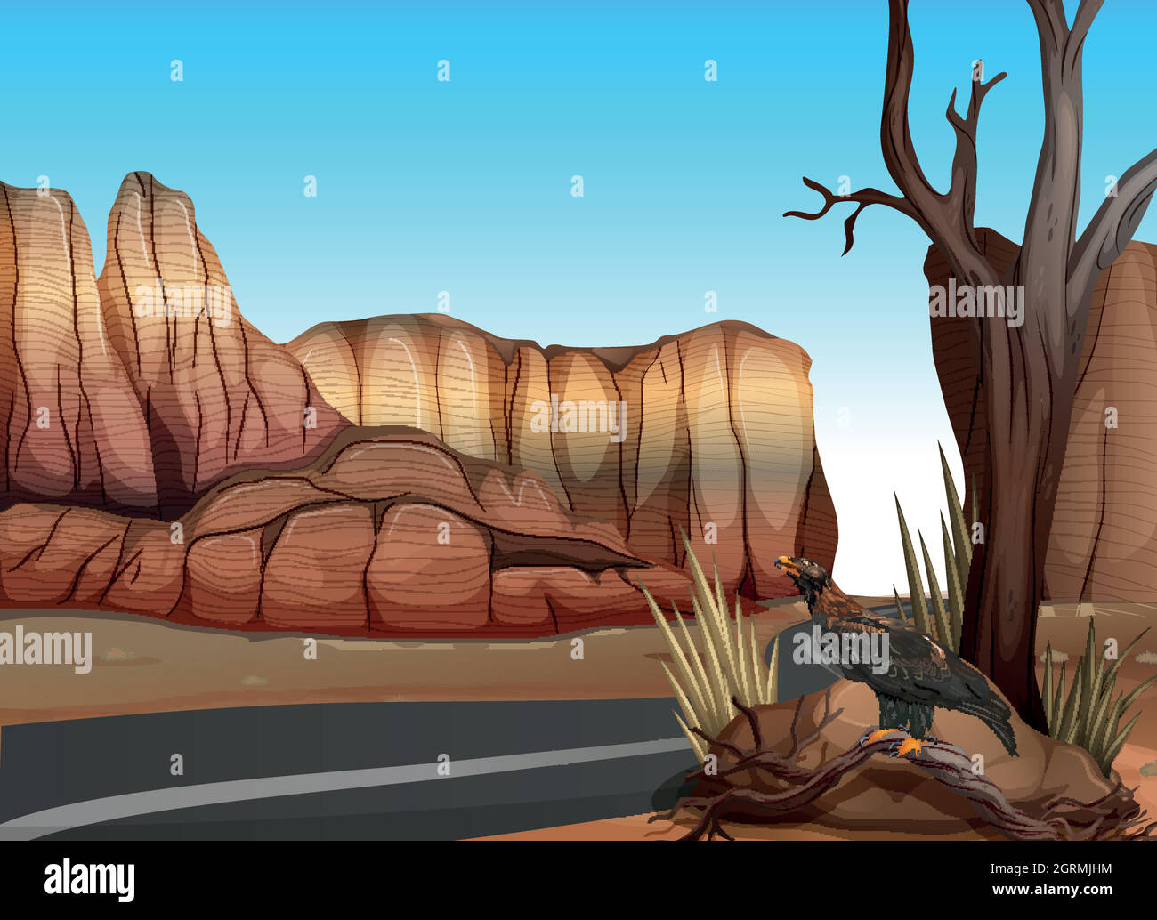 Empty road in the western desert Stock Vector Image & Art - Alamy