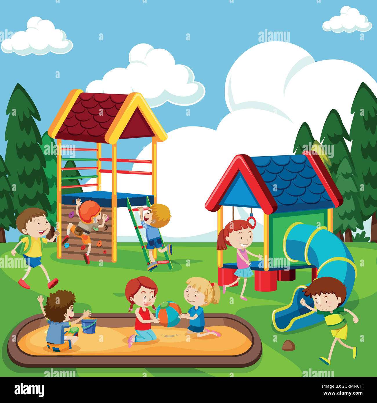 Children playing on playground Stock Vector Image & Art - Alamy
