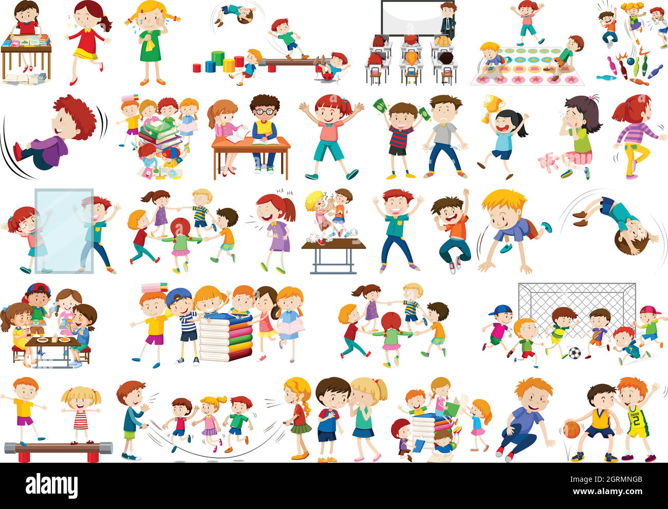 Boys, girls, children in educational fun activty theme Stock Vector ...