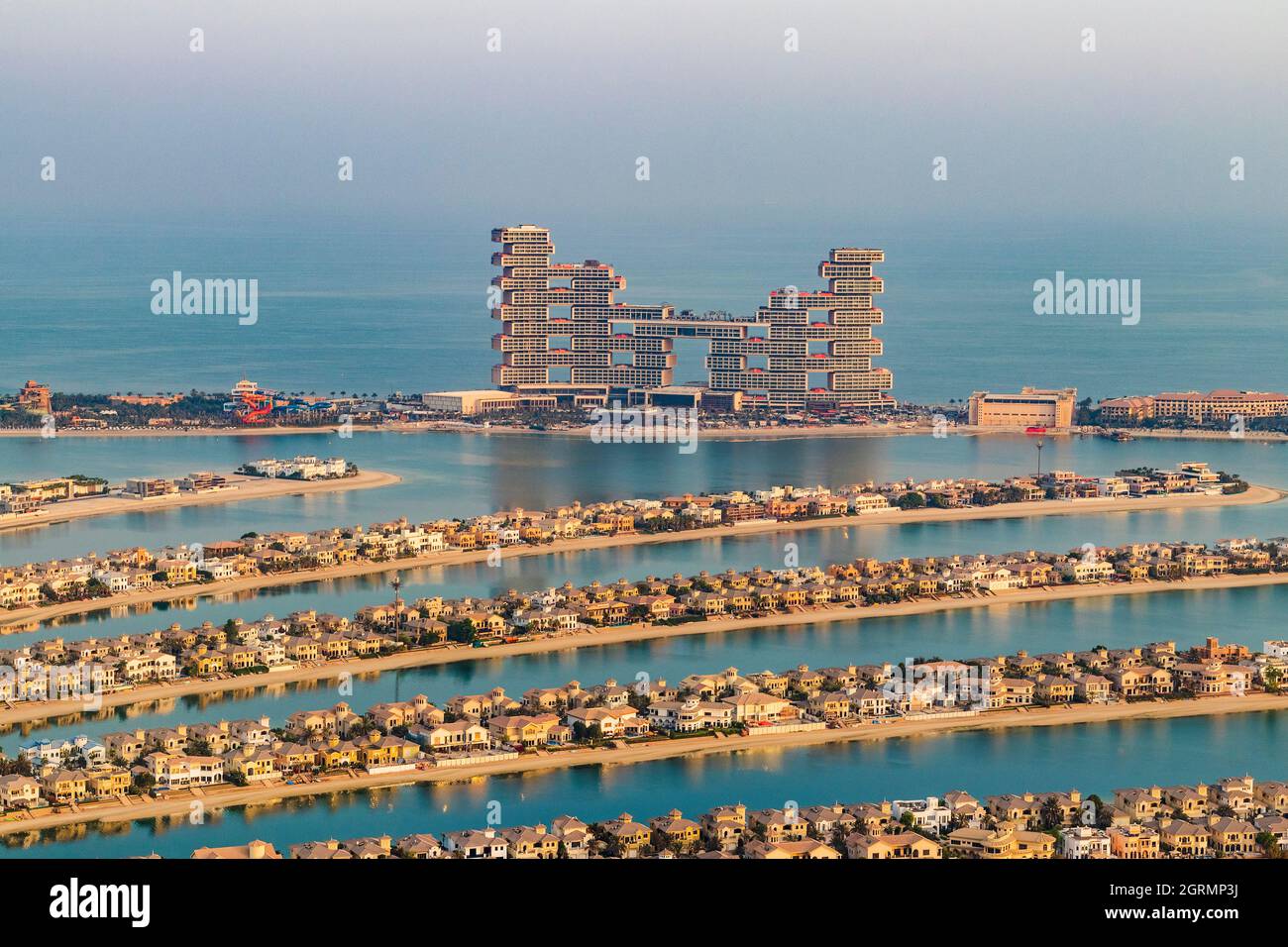 Dubai, UAE - 09.24.2021 Partial view of man made island, Palm Jumeirah ...