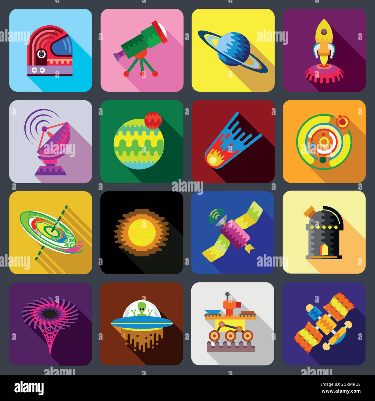 Space items icons set, flat style Stock Vector Image & Art - Alamy