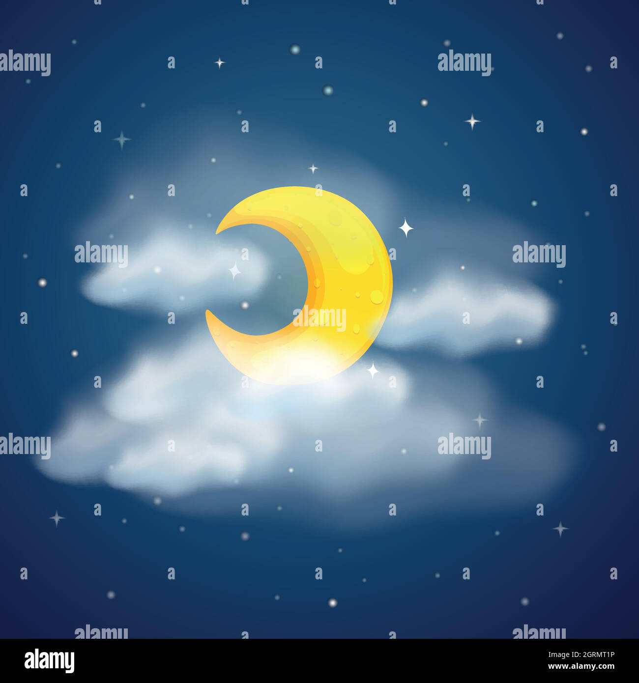 Moon in blue cloudy Stock Vector Images - Alamy