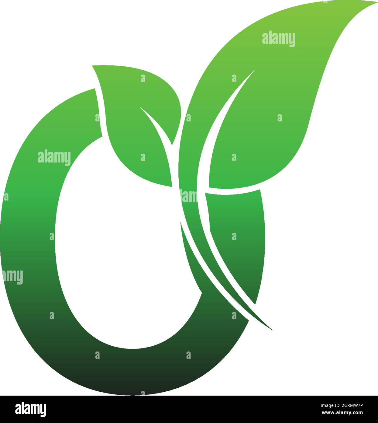 Letter O with green leafs icon logo design template illustration Stock ...