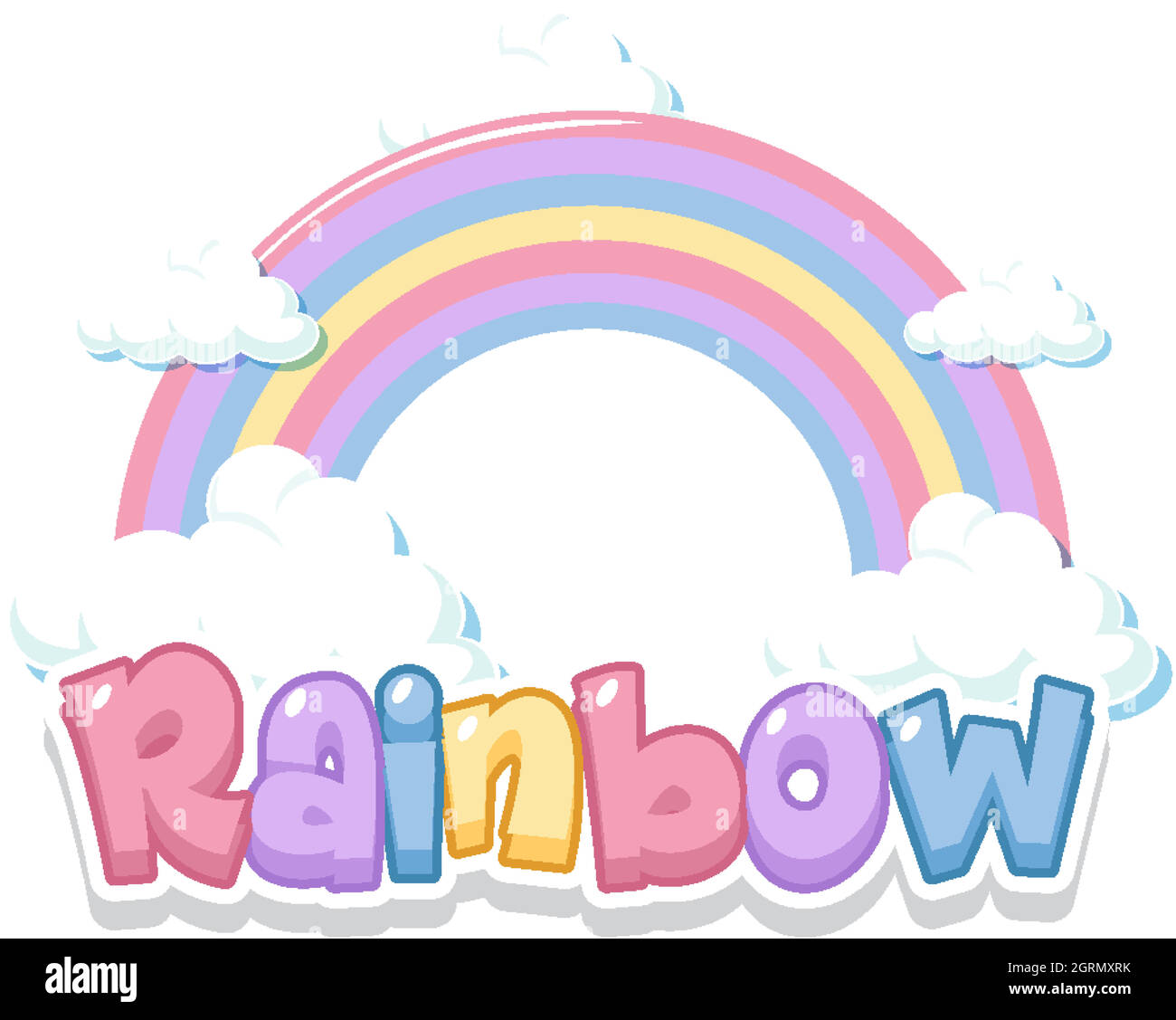 Font design for word rainbow with rainbow in the sky background Stock ...