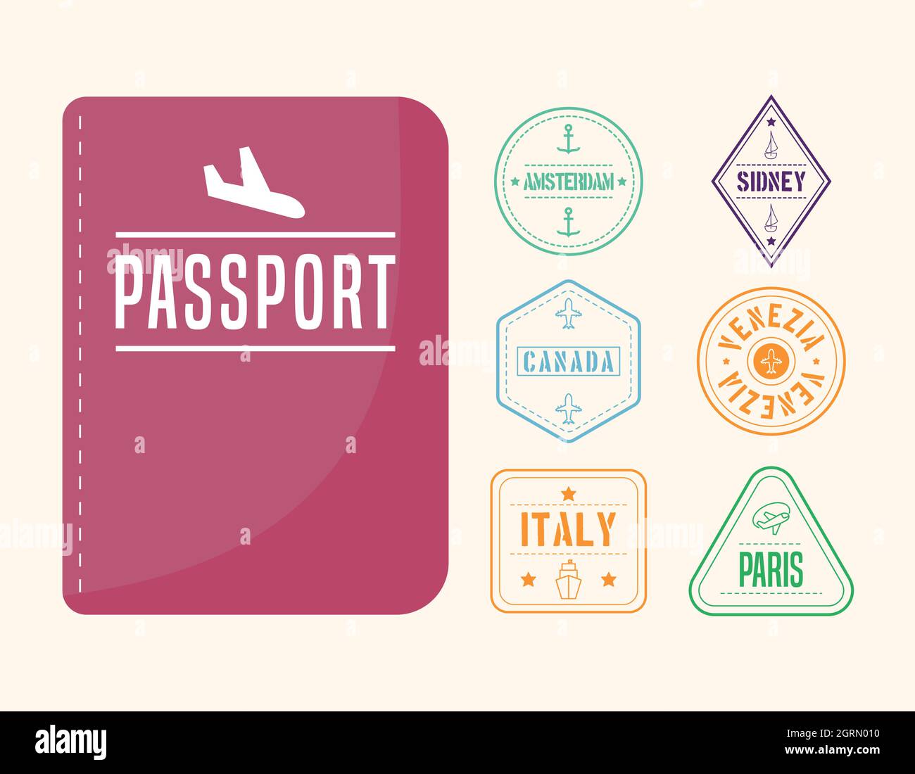 passport and international stamps Stock Vector Image & Art - Alamy