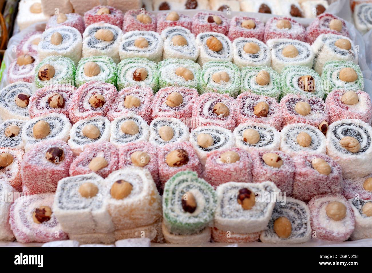 Turkish delight, colorful snacks, candies, catering, treat Stock Photo ...